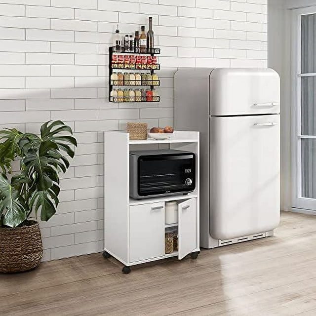 Kings Brand Furniture Ayla 2 Door Kitchen Microwave Cart With Shelfs