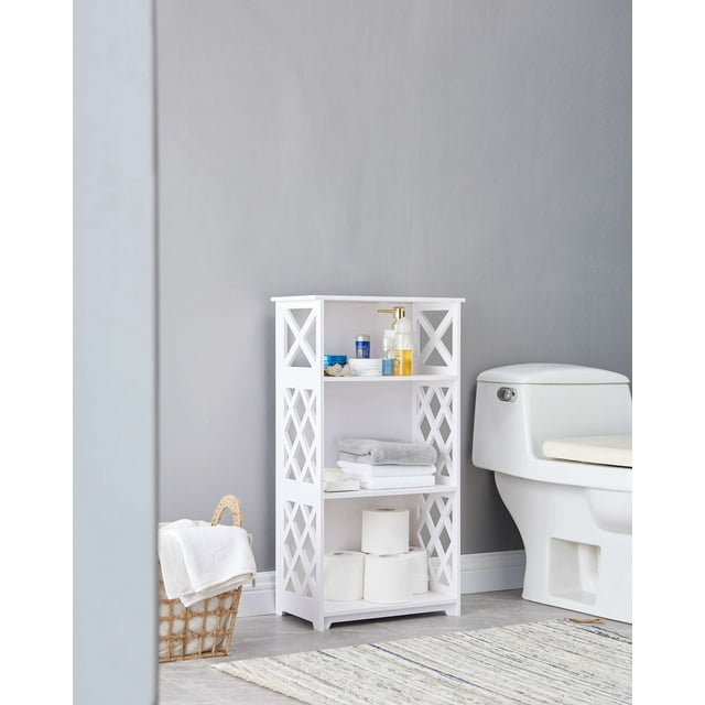 Kings Brand Furniture Basic Plastic Wood Storage Shelves for Bathroom ...