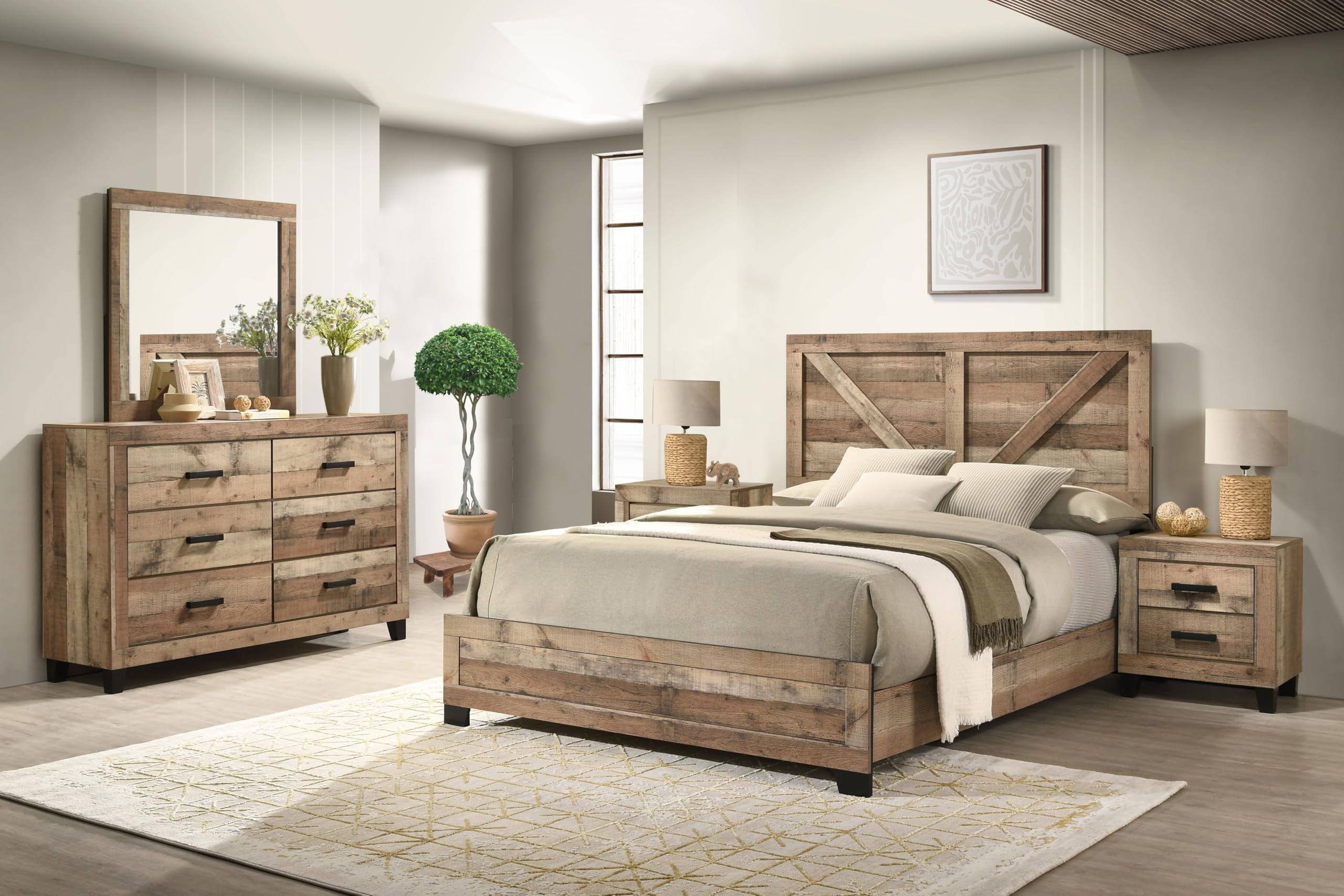 Kings Brand Furniture Biloxi Farmhouse Classic 5-Piece Bedroom Set ...
