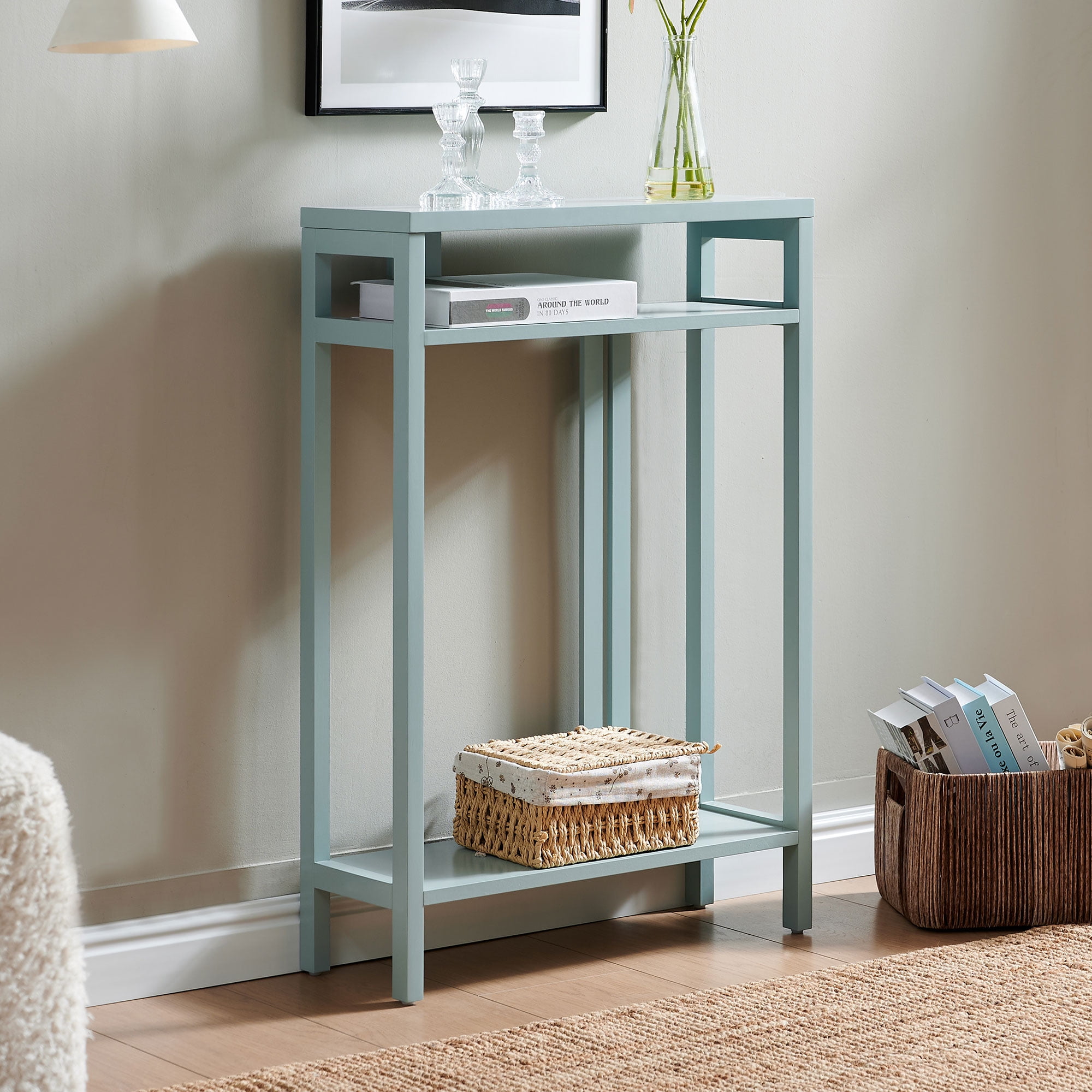 Kings Brand Furniture Bisbee Wood Console Table with 2 Open Storage ...