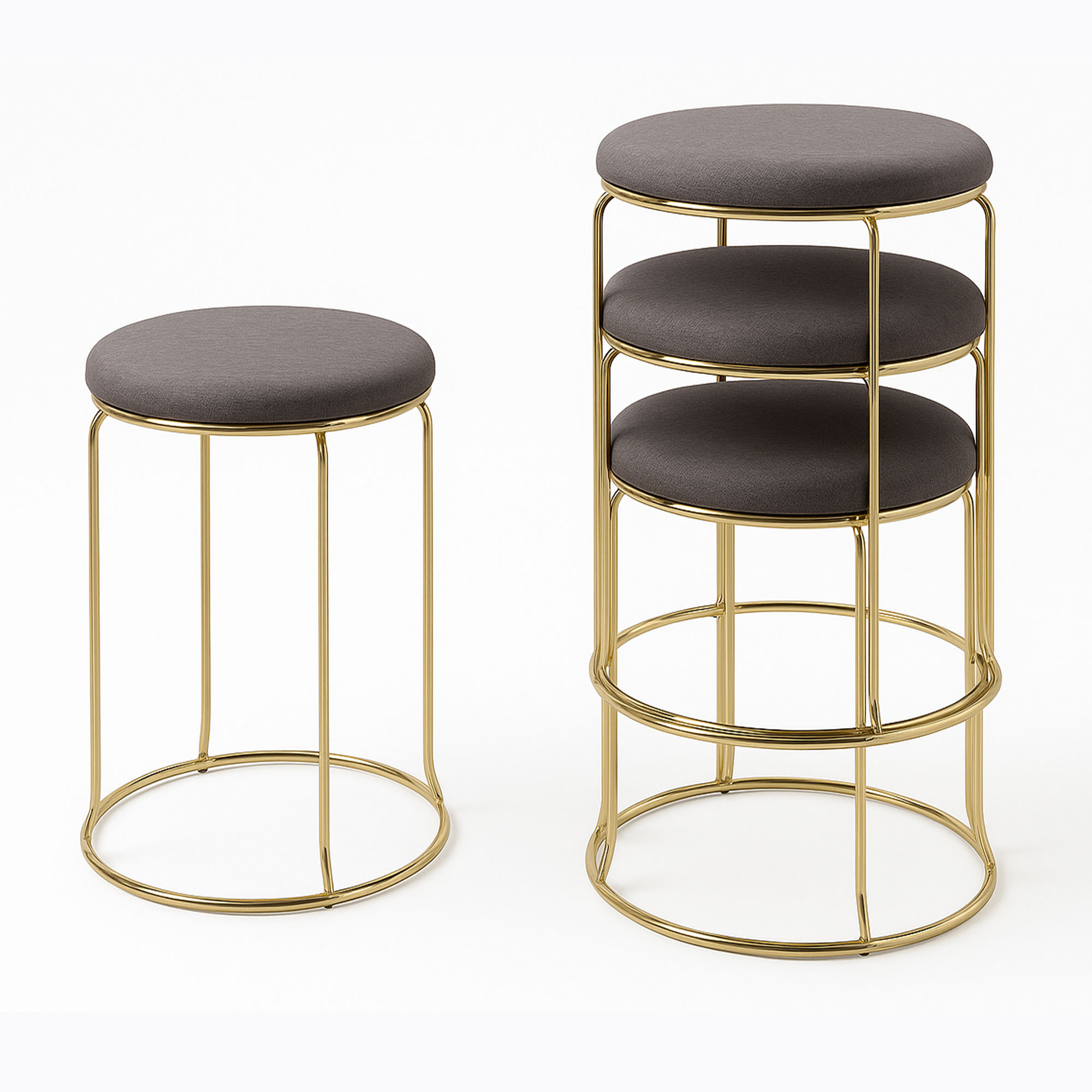 Kings Brand Furniture Carmilla Upholstered Counter Height Stool (Grey ...