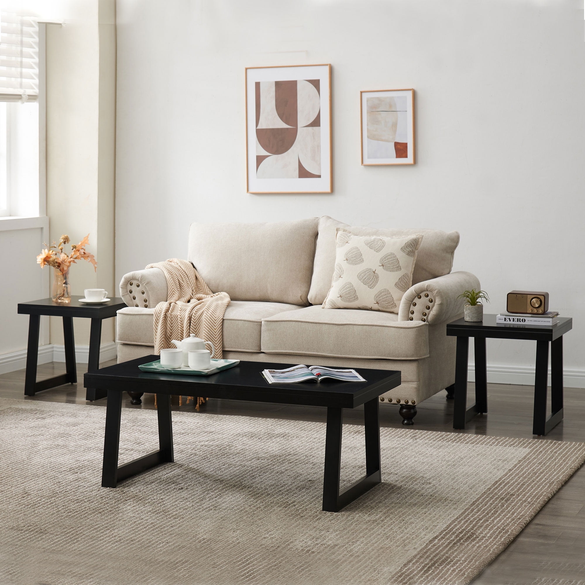 Kings Brand Furniture Charlie 3-Piece Modern Occasional Table Set ...