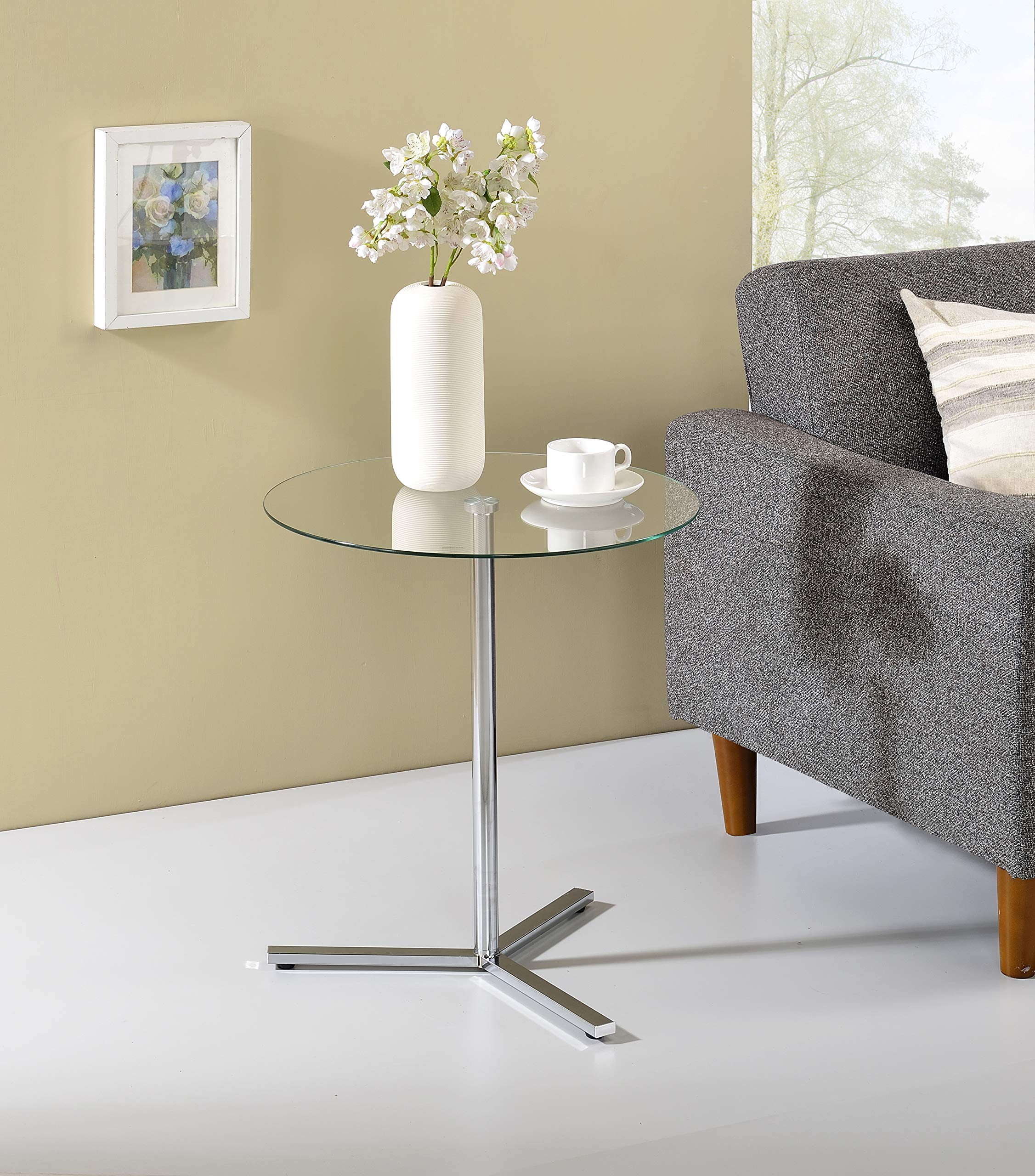 Kings Brand Furniture - Cinerie Modern Chrome Metal and Clear Tempered ...