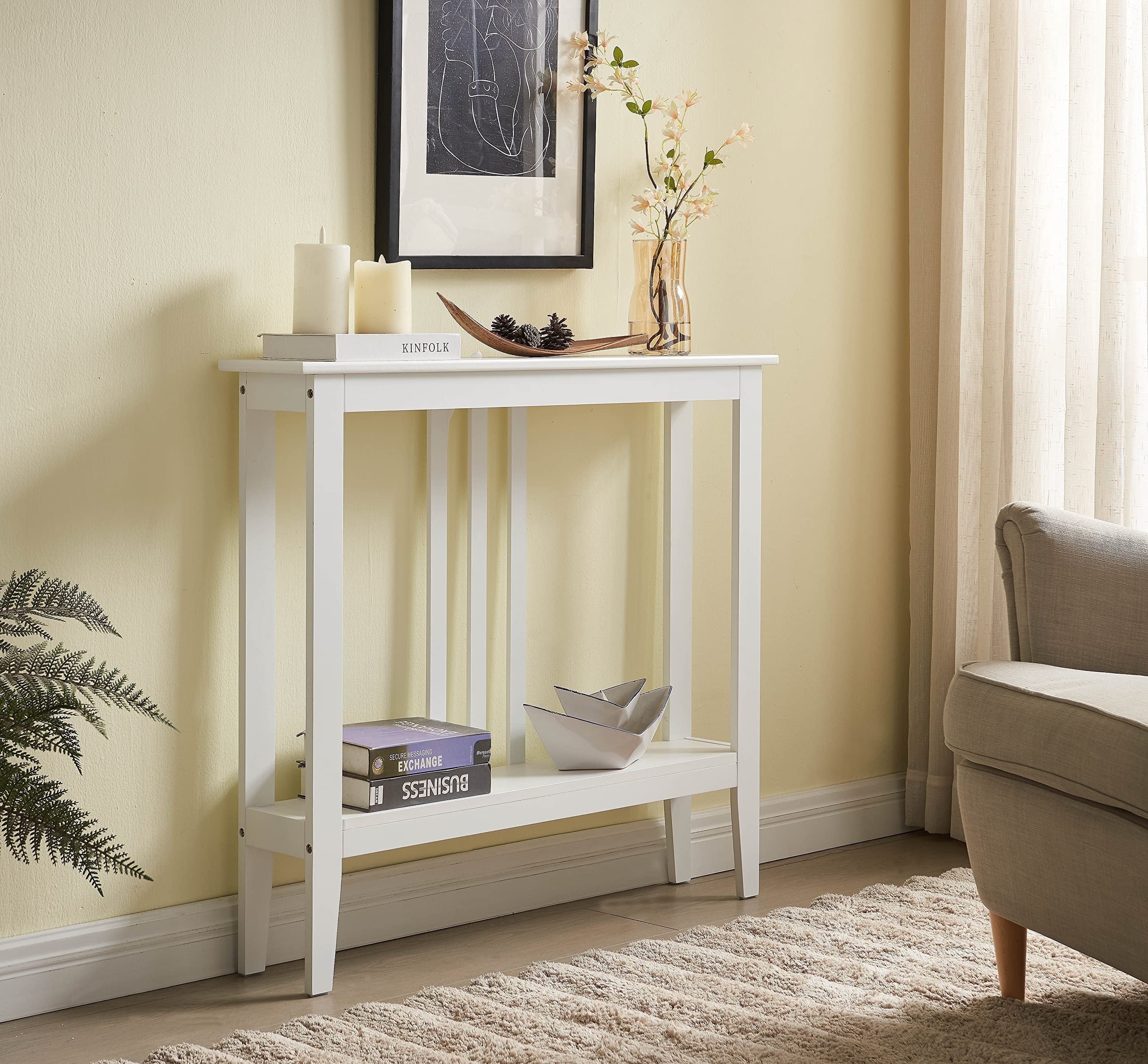 Kings Brand Furniture Console Table with Lower Shelf for Entryway ...