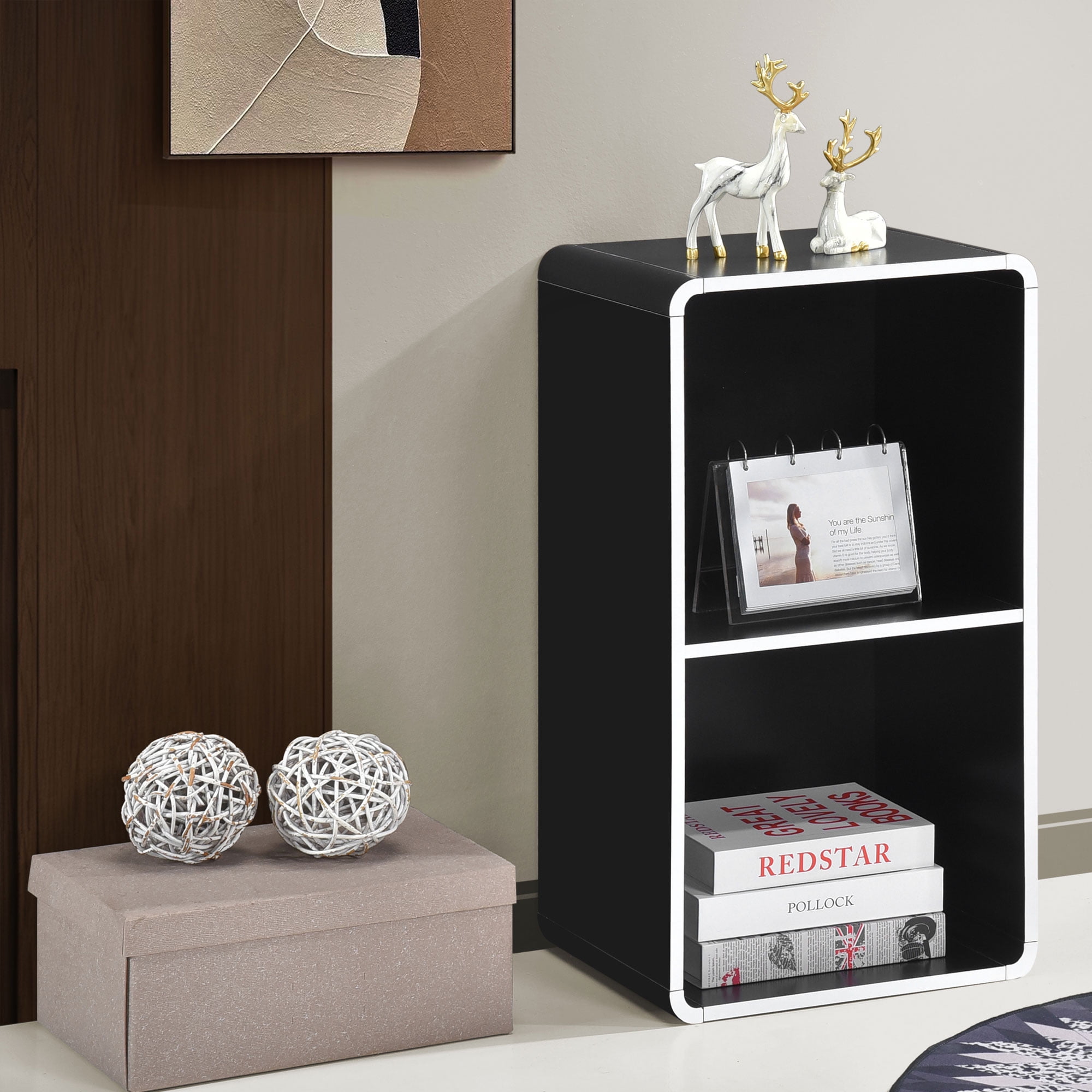 Kings Brand Furniture Dothan 2-Tier Cube Open Bookcase - Space Saving ...
