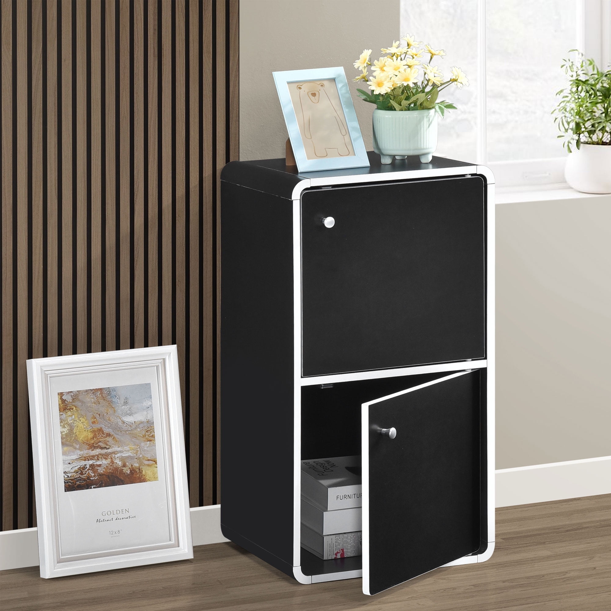 Kings Brand Furniture Dothan Wood 2-Cubed Closed Bookcase - Storage ...