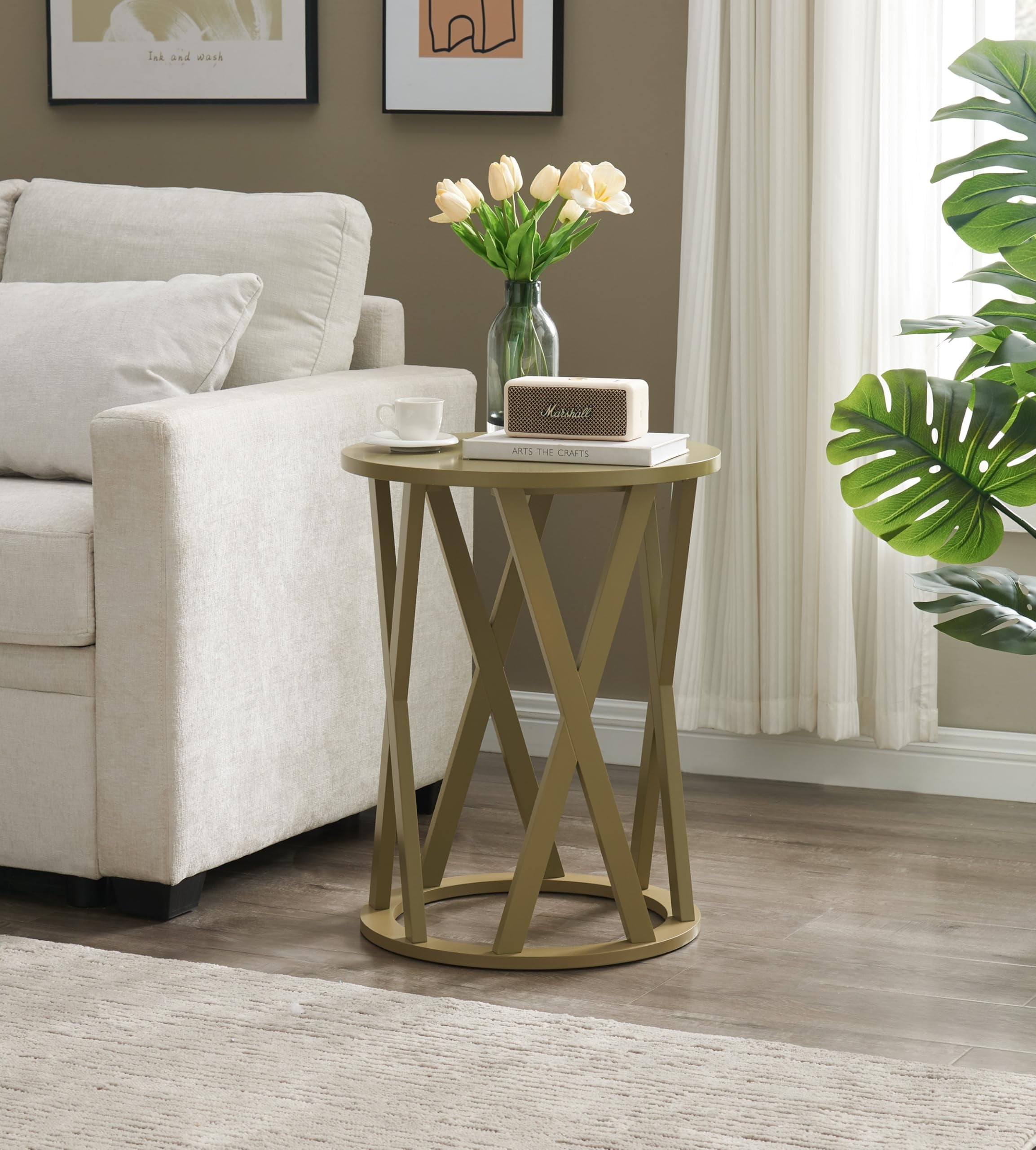 Kings Brand Furniture Emma Round Side End Table - Modern Accent Table ...