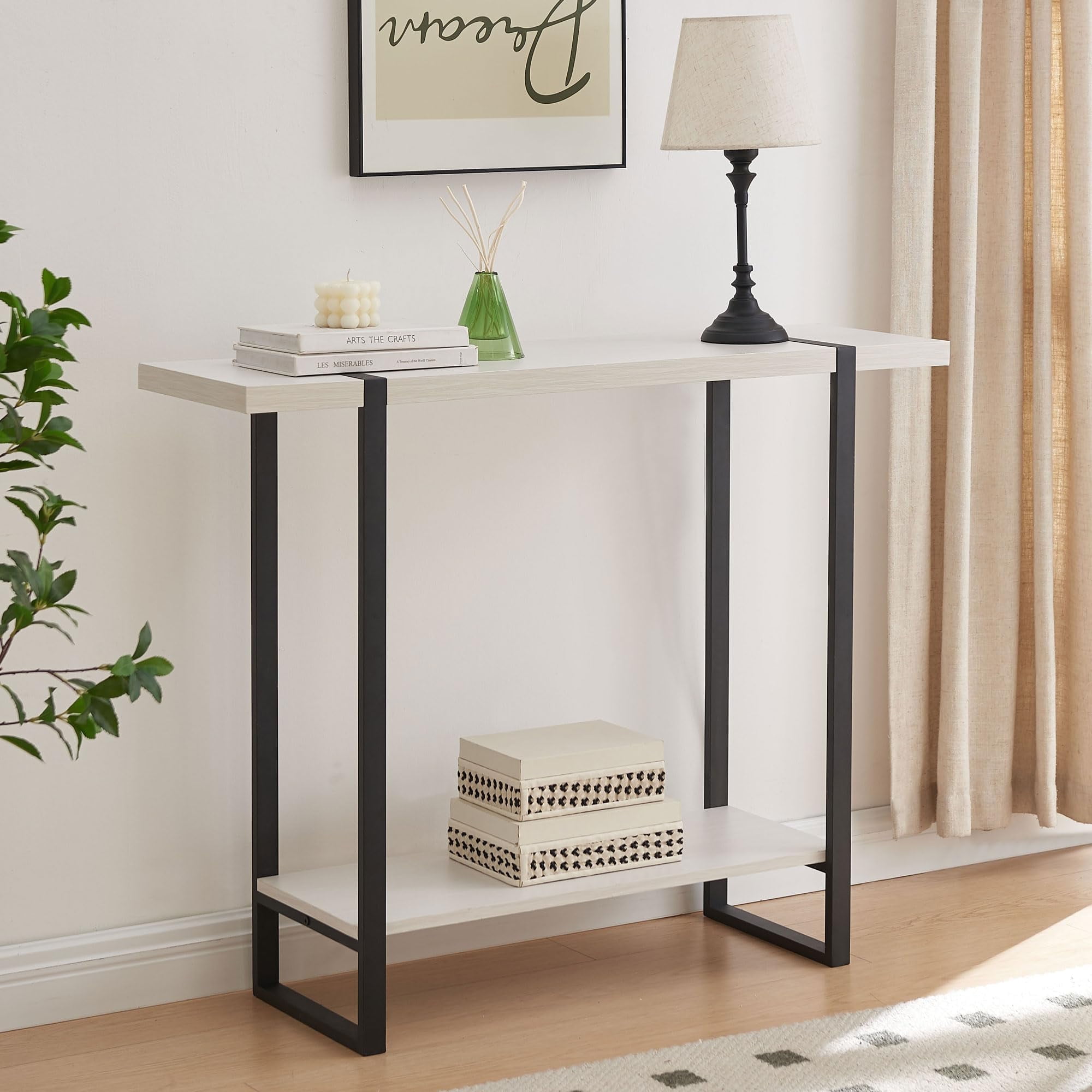 Kings Brand Furniture Modern Metal Wood Console Table with Shelves for ...
