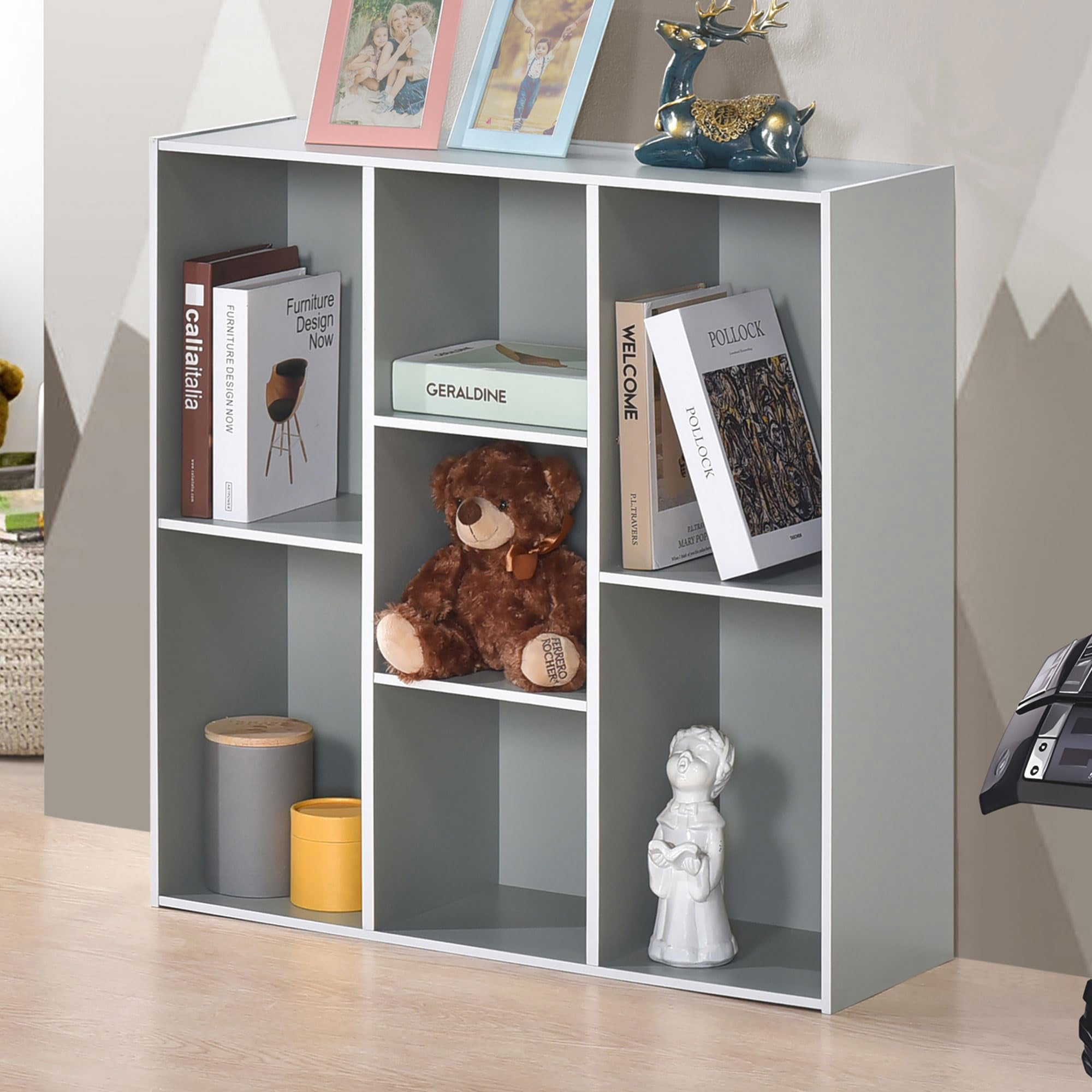 Kings Brand Furniture Haven 7-Shelf Bookcase - Storage Shelf Organizer ...