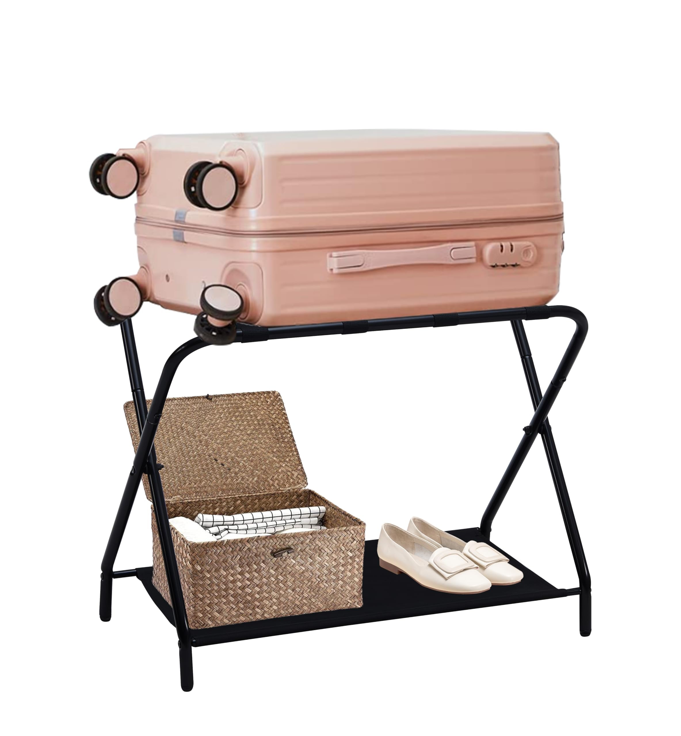 Kings Brand Furniture - Metal Luggage Rack with Storage Shelf ...
