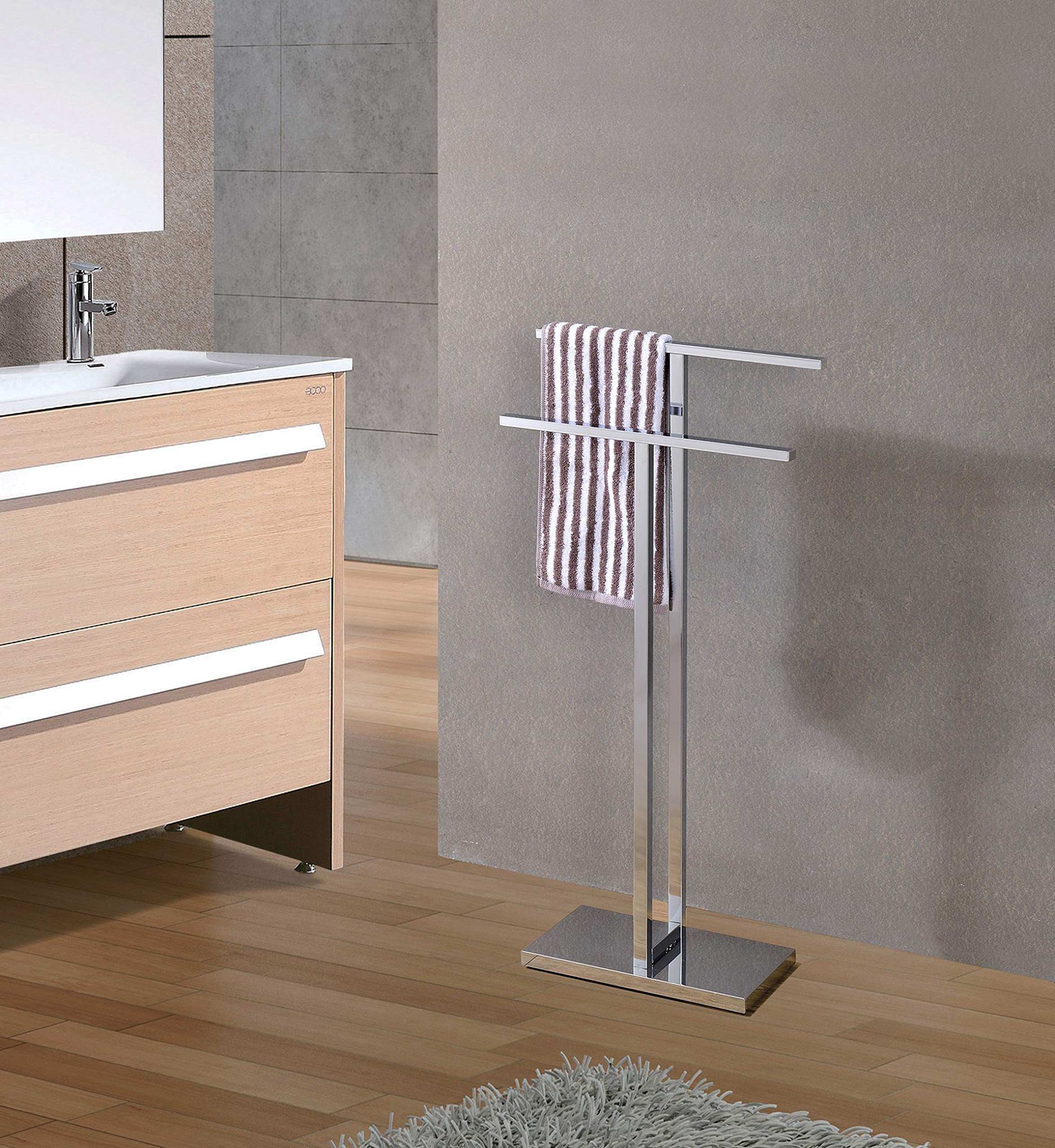 Kings Brand Furniture Modern Metal Freestanding Towel Rack Stand for ...