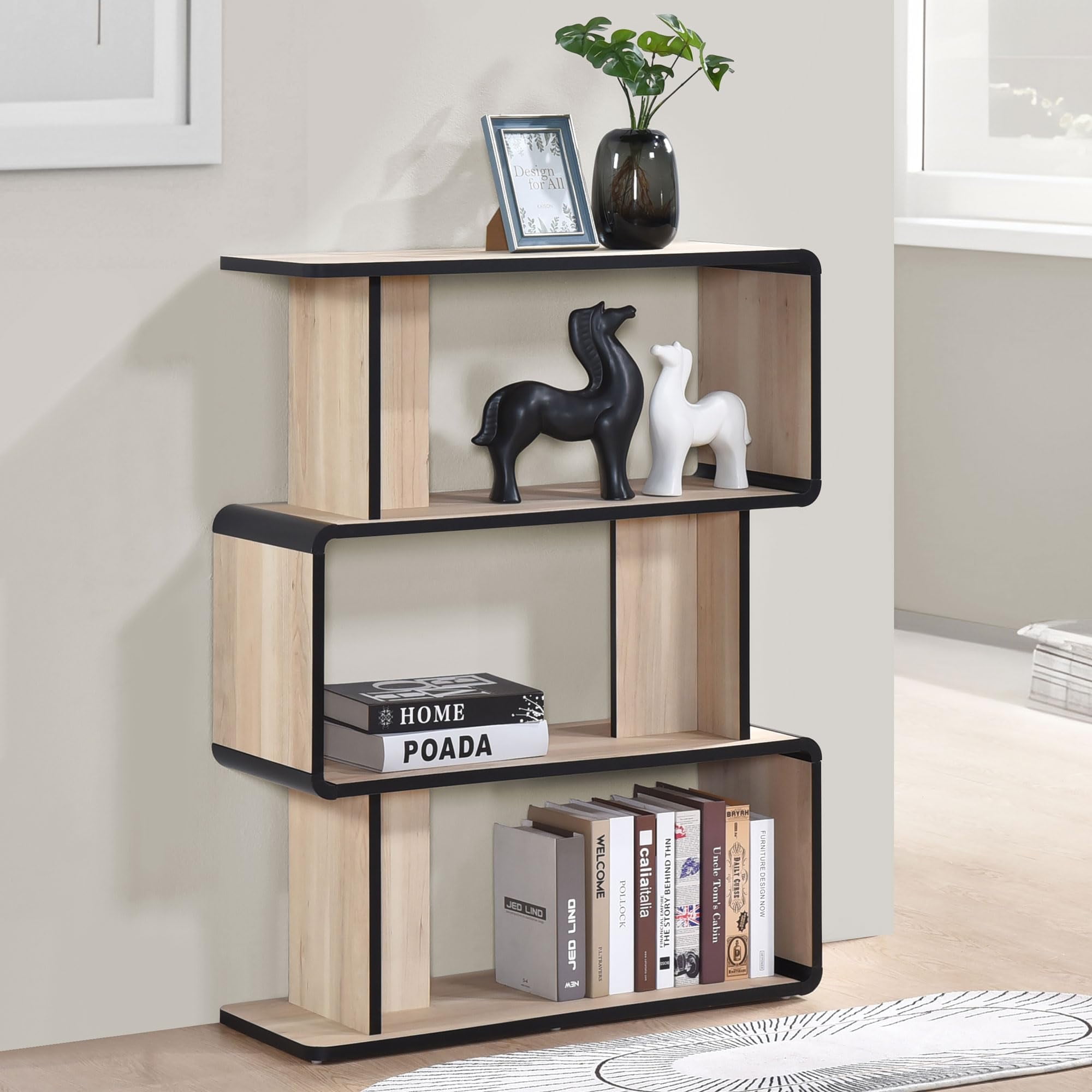 Kings Brand Furniture Nathan Modern Wooden Bookcase in Asymmetrical ...