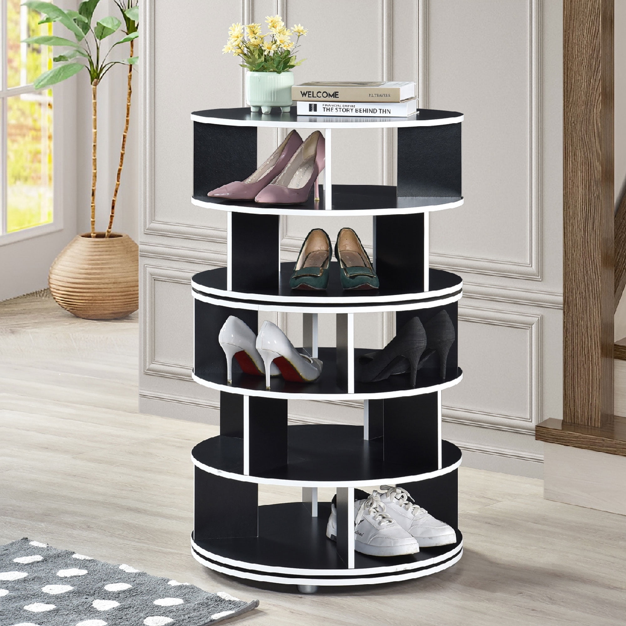 Kings Brand Furniture Revolving Shoe Rack, Spinning Shoe Rack Tower ...