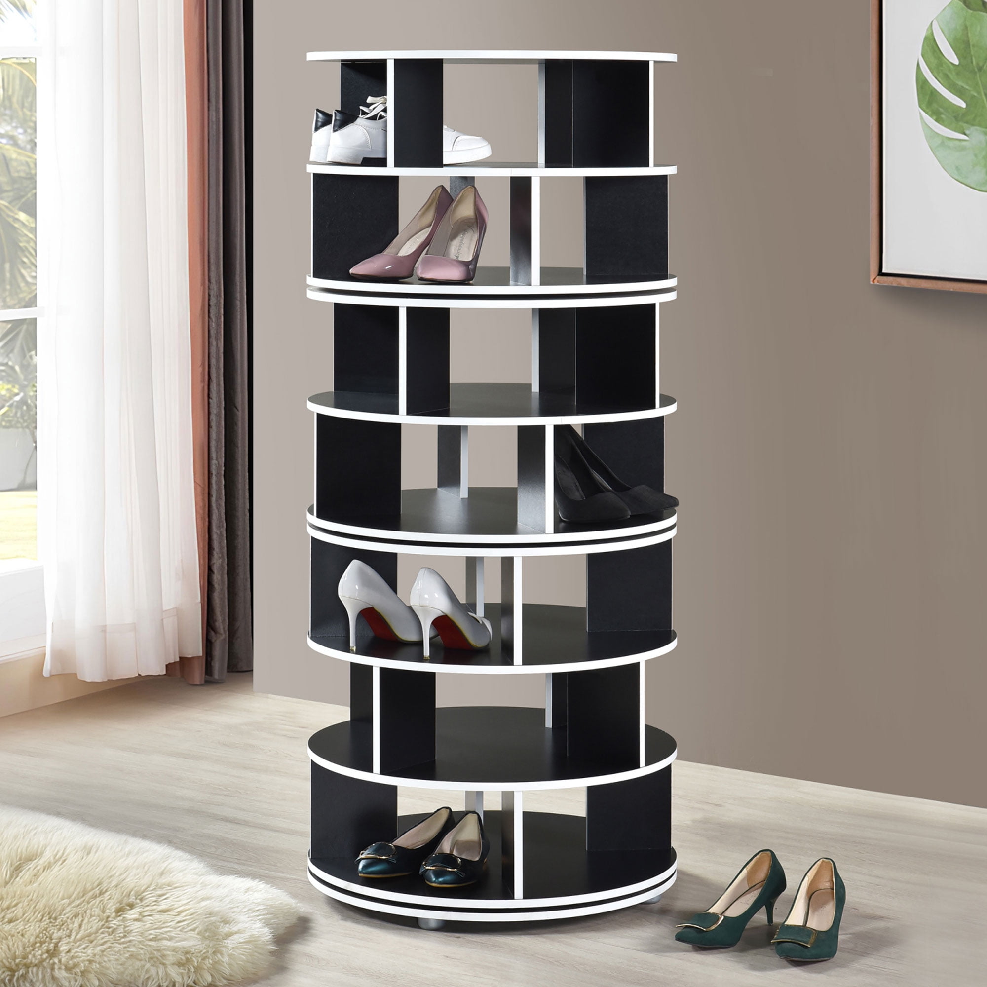 Kings Brand Furniture Revolving Shoe Rack, Spinning Shoe Rack Tower ...