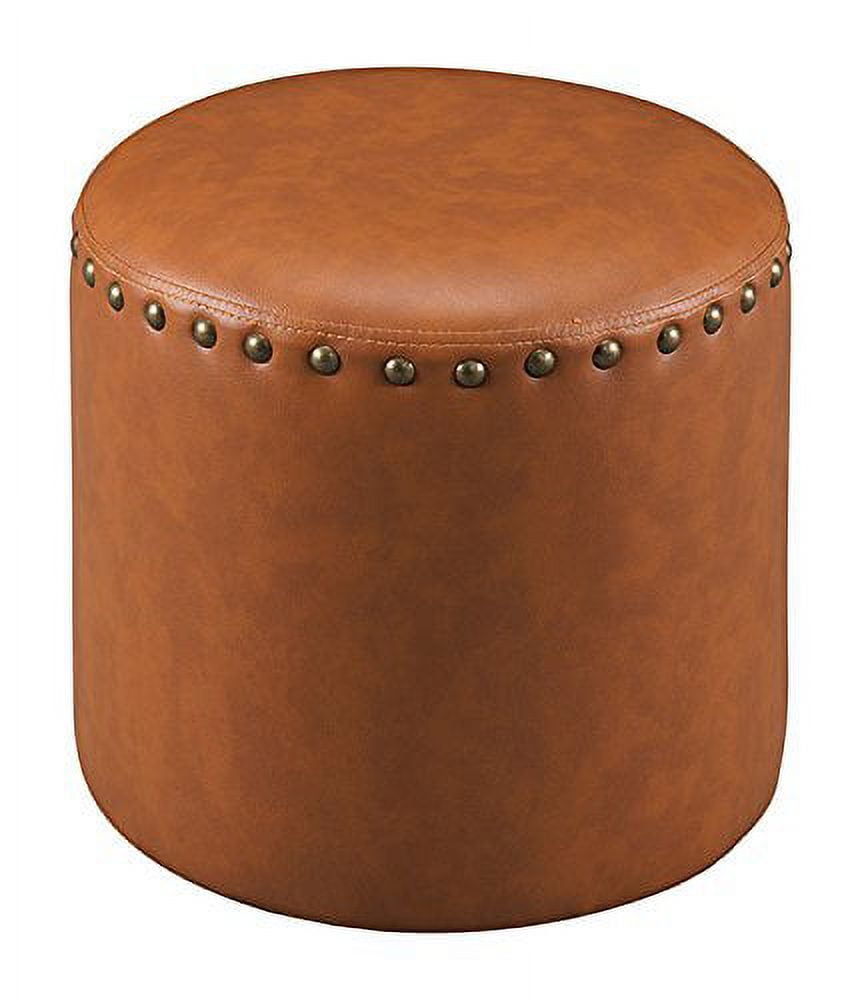 Kings Brand Furniture Round Faux Leather Stool Ottoman with Nailhead ...
