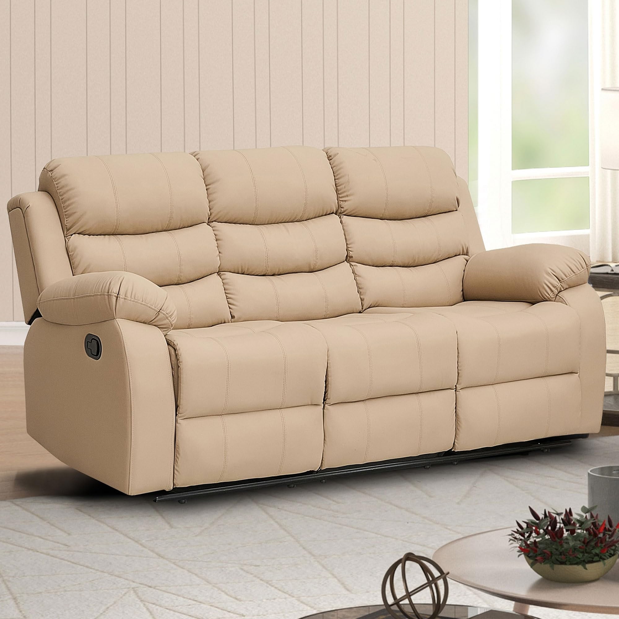 Kings Brand Furniture Selena Upholstered Recliner Chair - Adjustable Reclining Armrest Sofa with ...