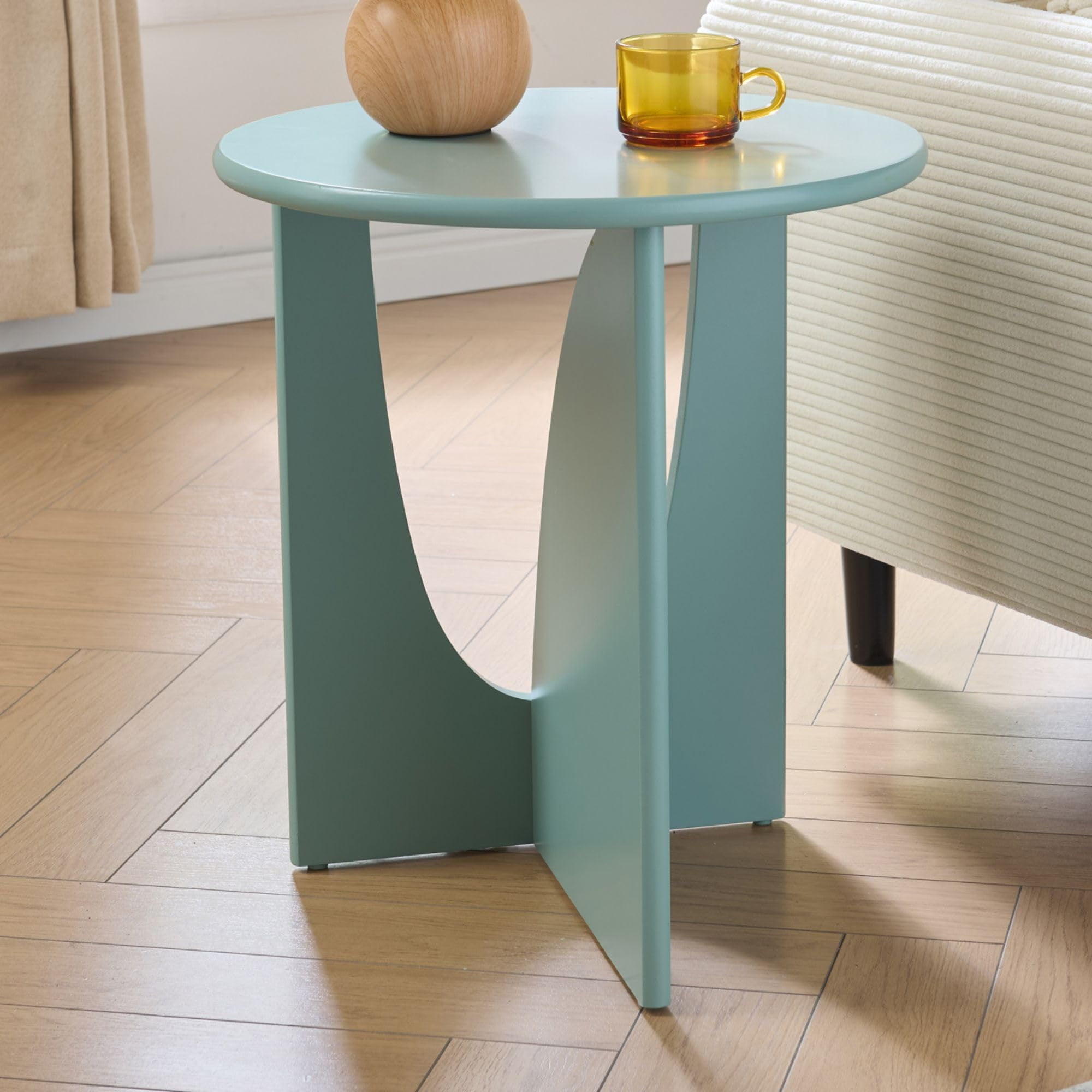 Kings Brand Furniture Theo Modern End Table – Round Wood Accent Table ...
