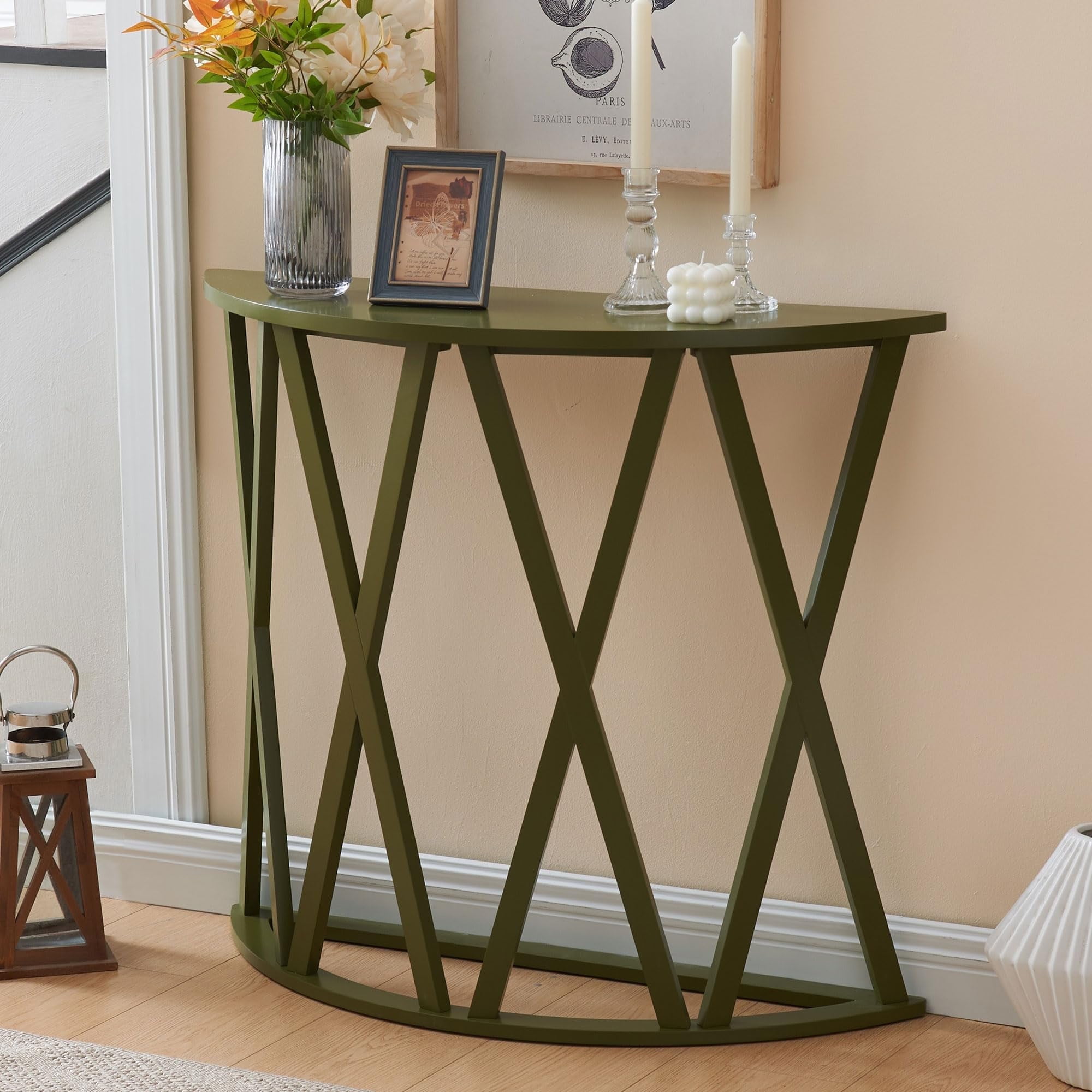 Kings Brand Furniture Vienna Half Moon Wood Console Table for Entryway ...