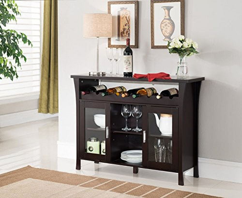 Kings Brand Furniture Wine Rack Buffet Server Console Table with Glass ...