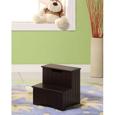 Aurora Contemporary 2-Step Bedroom Step Stool with Storage, Merlot Wood ...