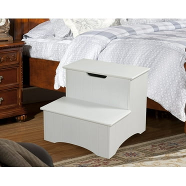 Aurora Contemporary 2-Step Bedroom Step Stool with Storage, Merlot Wood ...
