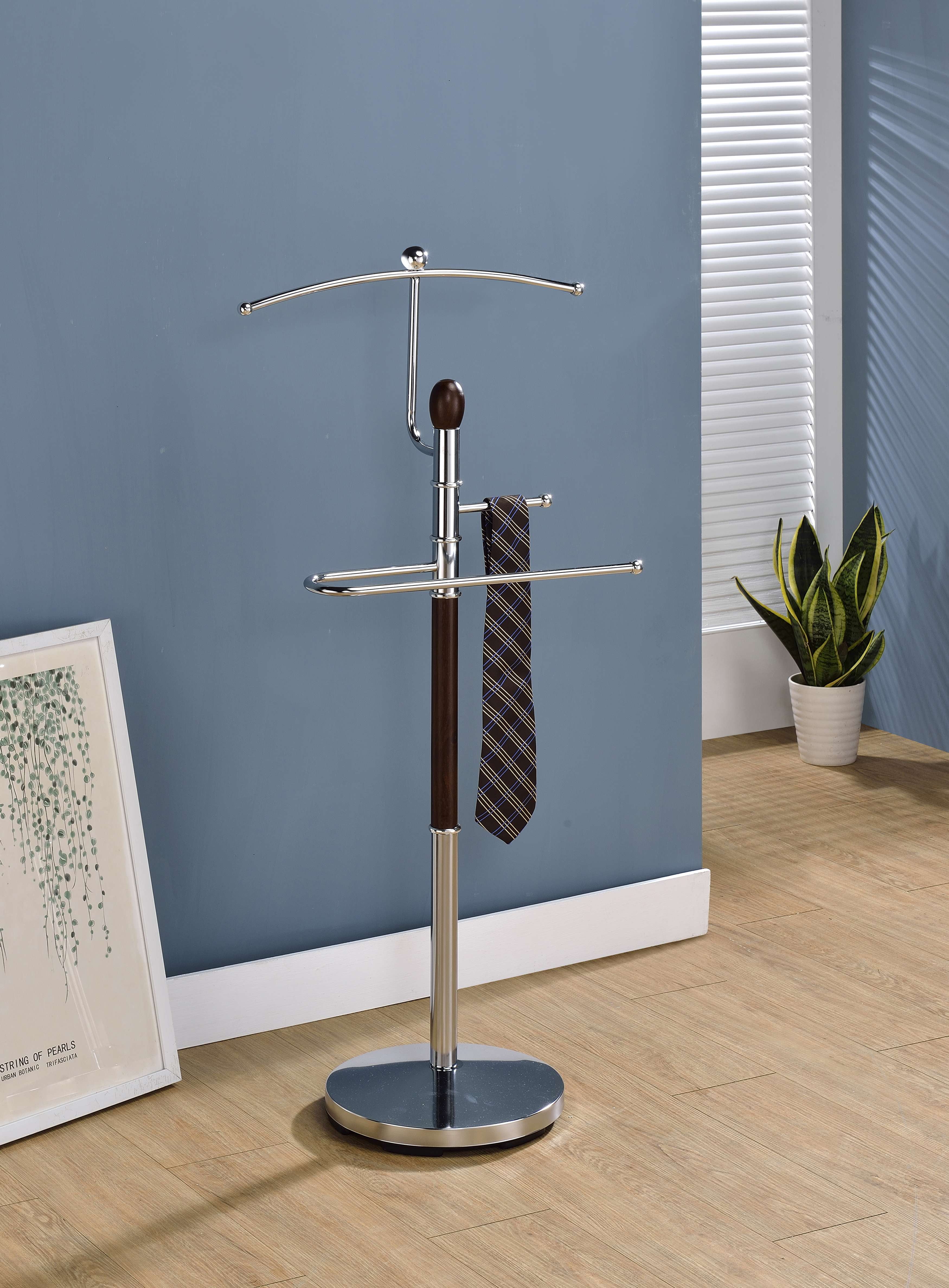 Kings Brand Furniture Wood & Metal Valet Stand Suit Rack, Chrome ...