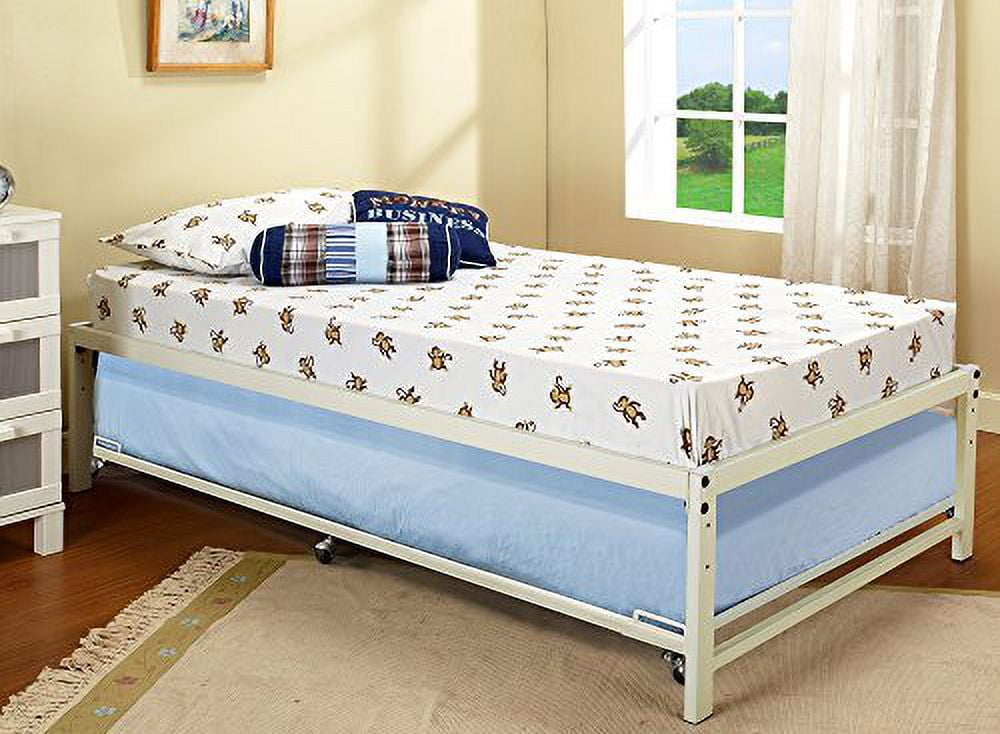 Kings Brand White Metal Single Twin Size Platform Bed Frame with Roll ...