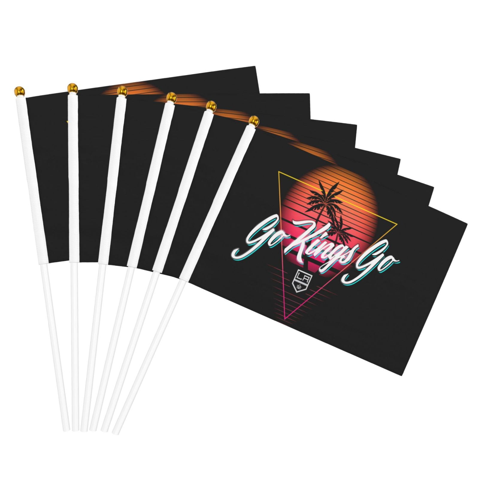 Kings Hockey Team Bulk Cheer Flag Set, 5.5x8.2 Inch Hand Waved Flags, Double Sided Bright Color ...