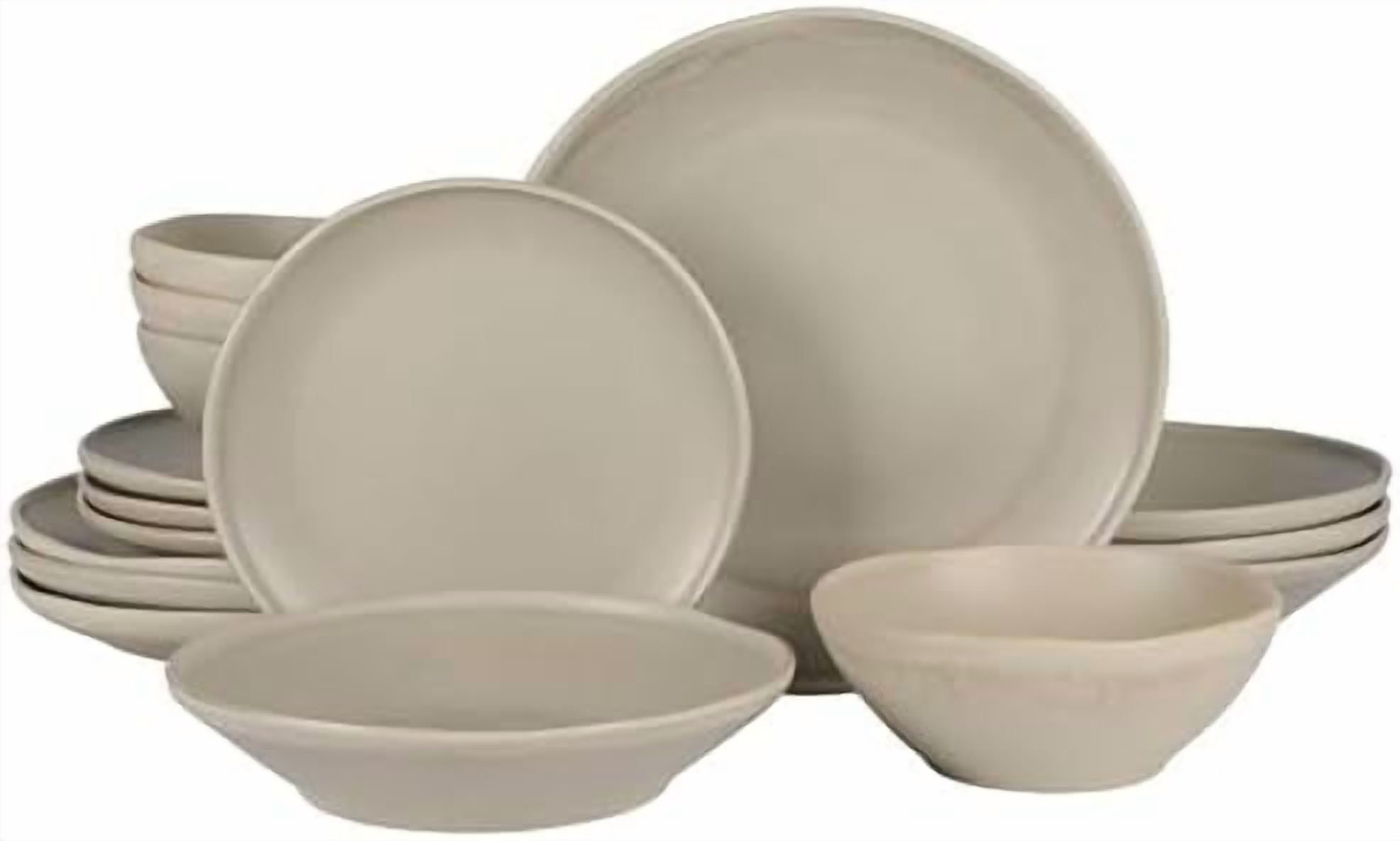Kings Road Double Plates and Bowl Organic Round Porcelain Dinnerware ...