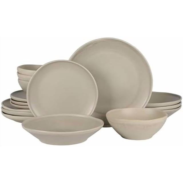 Kings Road Double Plates and Bowl Organic Round Porcelain Dinnerware ...