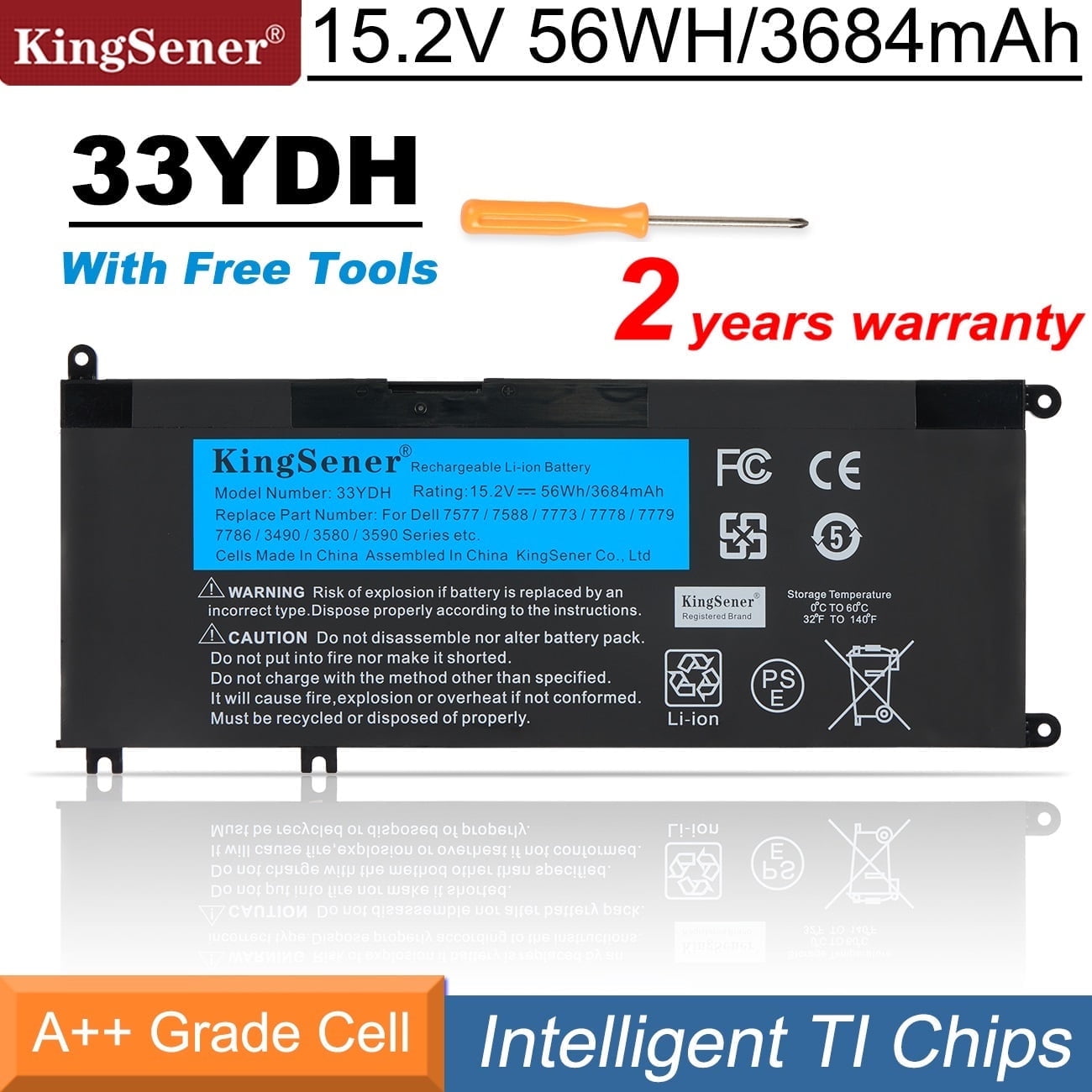 Kingsener 33YDH Laptop Battery for Dell Inspiron 15 7577 17 7778 7786 ...