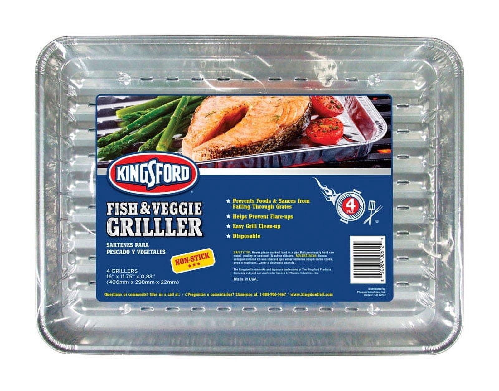 Kingsford 6119994300 Veg & Fish Grill Pan, Aluminum, 4 Count - Walmart.com
