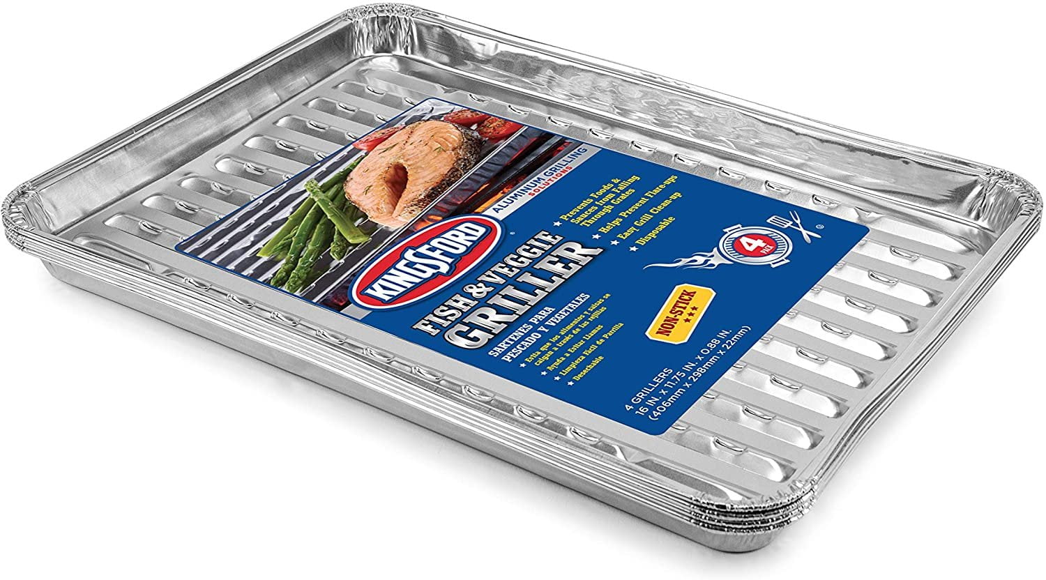 Kingsford Disposable Aluminum Grill Liners, Fish and Veggie Griller, 16 ...