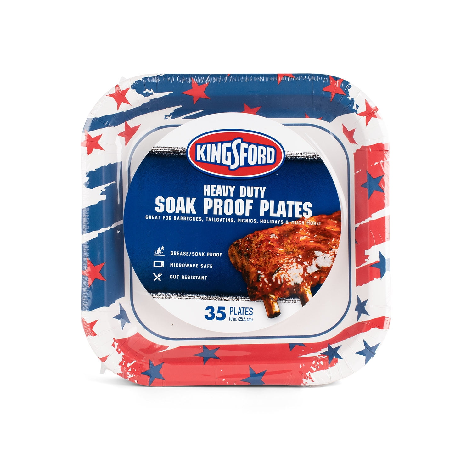 Kingsford 10" Heavy Duty Soak Proof Americana Square Paper Plates 35ct ...