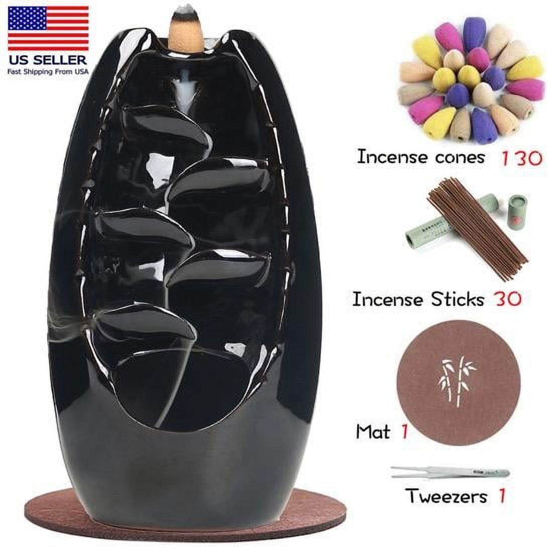 Kingsglen Ceramics Waterfall Incense Burner/Backflow Incense Burner ...