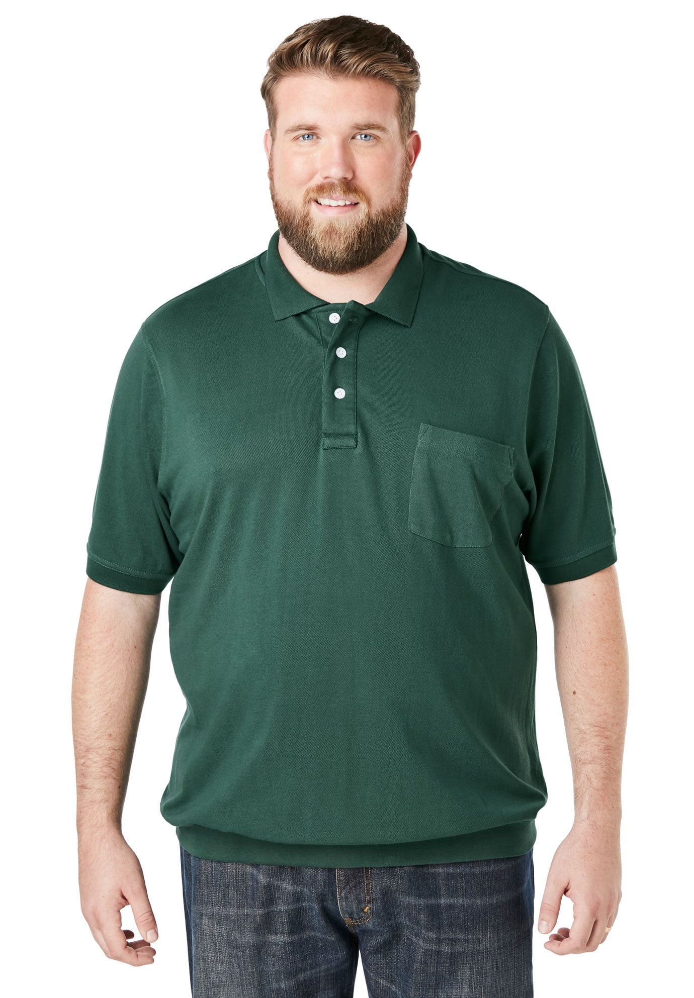 Kingsize Men's Big & Tall Banded Bottom Pocket Shrink-Less™ Piqué Polo ...