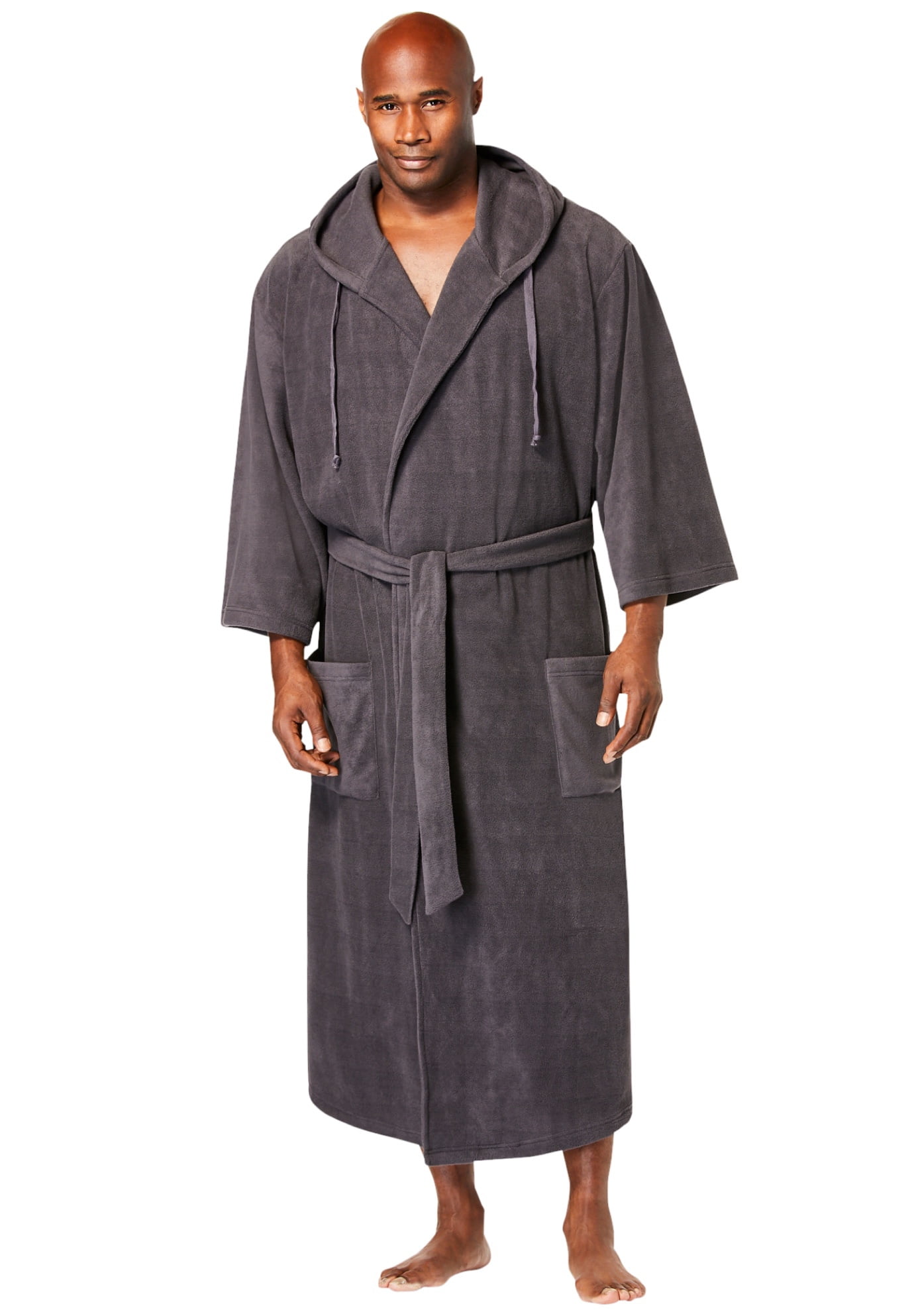 Kingsize Men's Big & Tall Hooded Microfleece Maxi Robe With Front ...