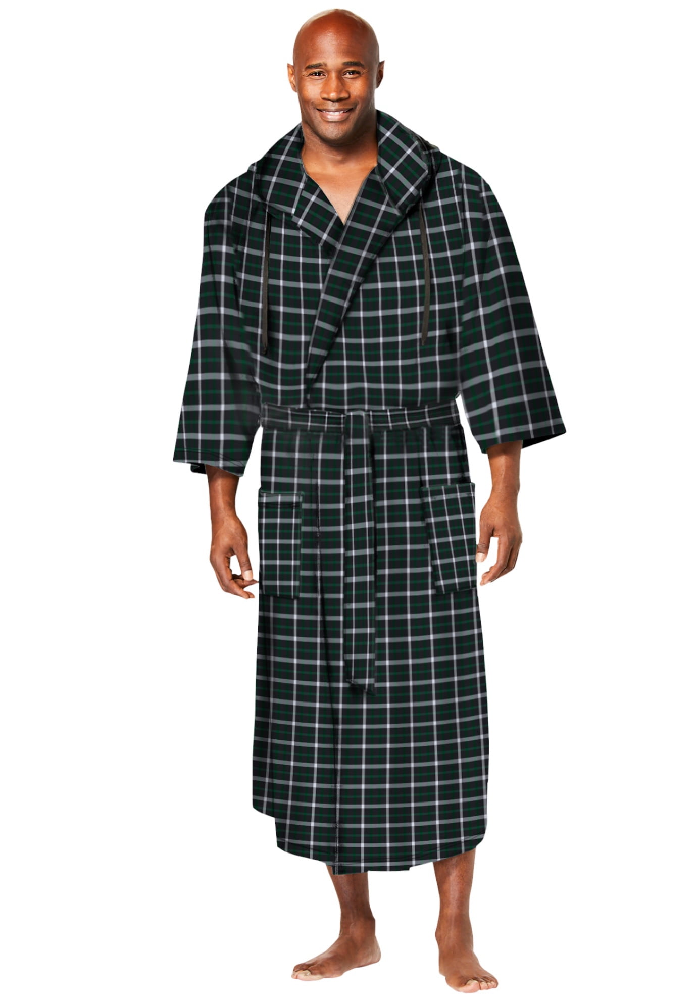 KingSize Men's Big & Tall Hooded Microfleece Maxi Robe With Front ...