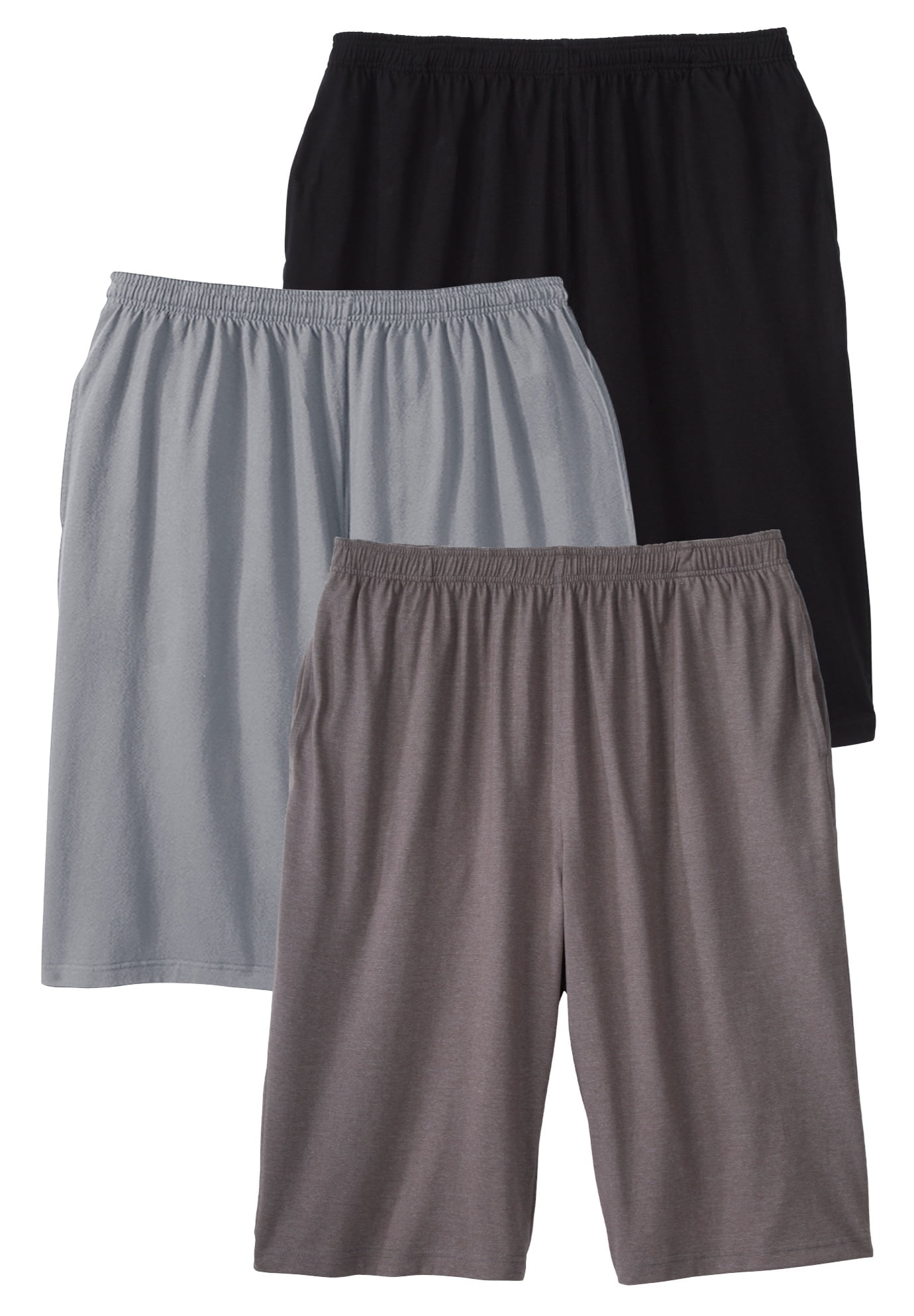 Kingsize Men's Big & Tall Lightweight Extra Long Shorts 3-Pack ...