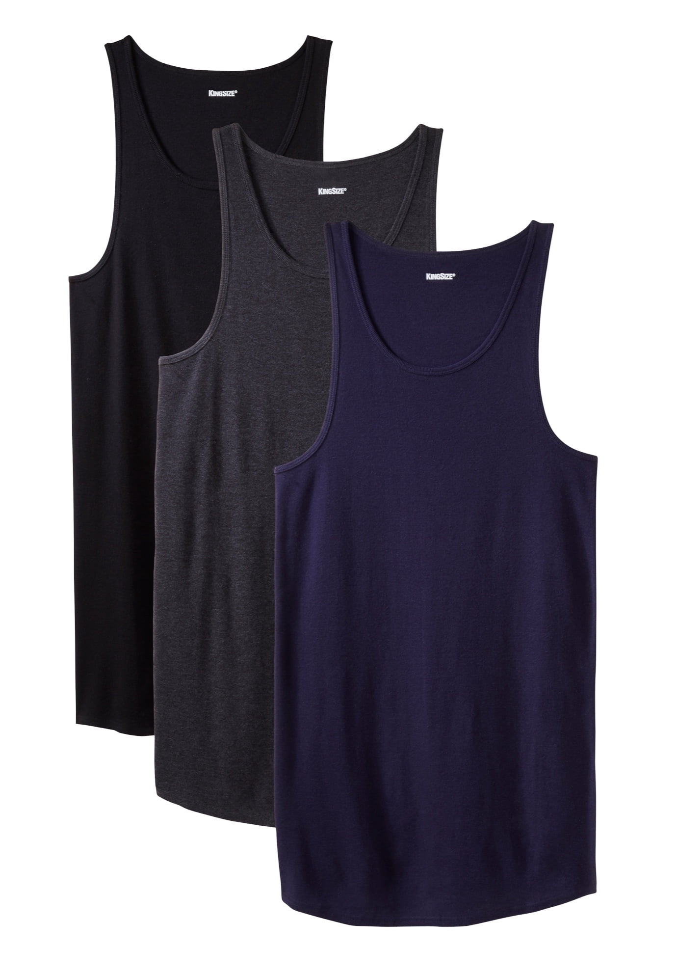 KingSize Men's Big & Tall Ribbed Cotton Tank Undershirt 3-Pack ...