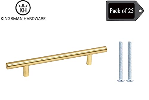 Kingsman Hardware 25 Pack Bar Handle Pull with Brushed Champagne Gold ...