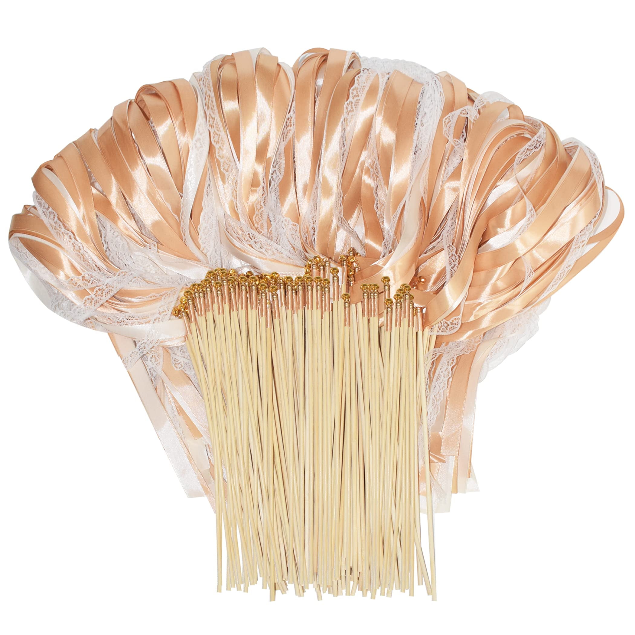 Kingsnow 100 Pieces Champagne Ribbon Wedding Wands Send Off Idea ...