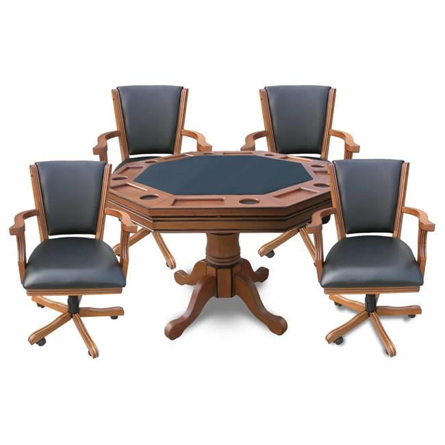 Kingston 3-in-1 Poker Table with 4 Arm Chairs, Dark Oak - Walmart.com
