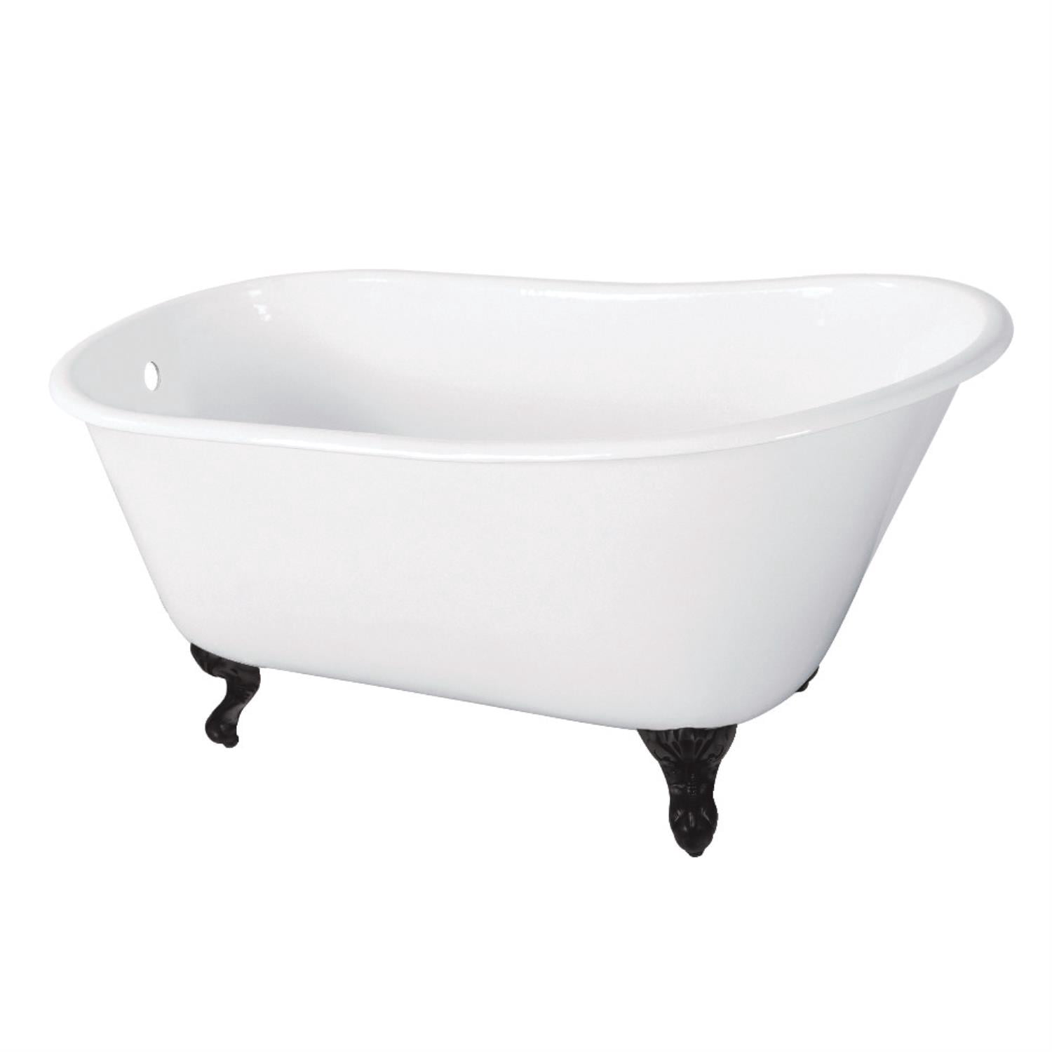 Kingston Brass 57 in. Aqua Eden Cast Iron Slipper Clawfoot Tub without ...