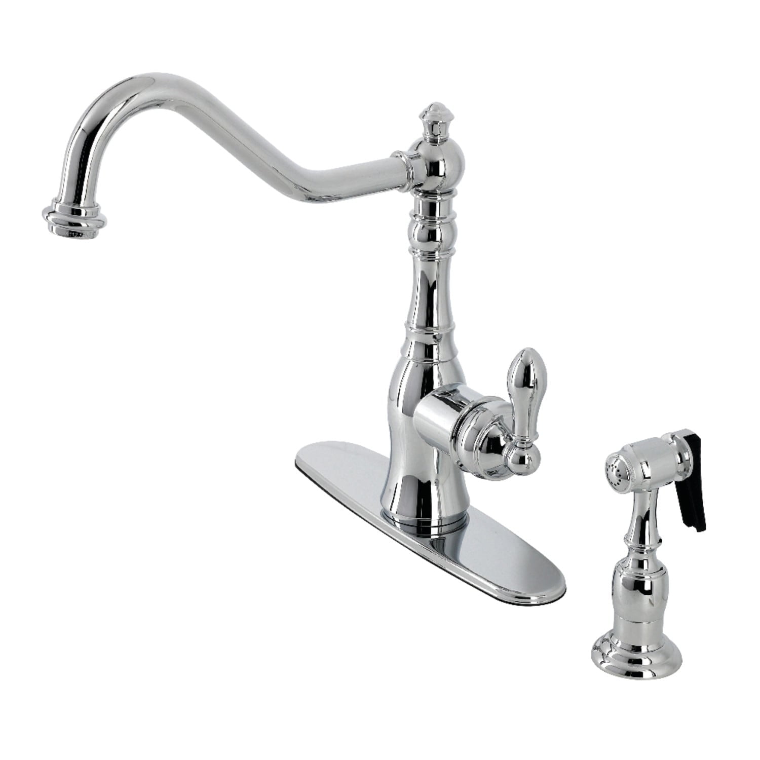 Kingston Brass American Classic Single-Handle Kitchen Faucet with Brass ...