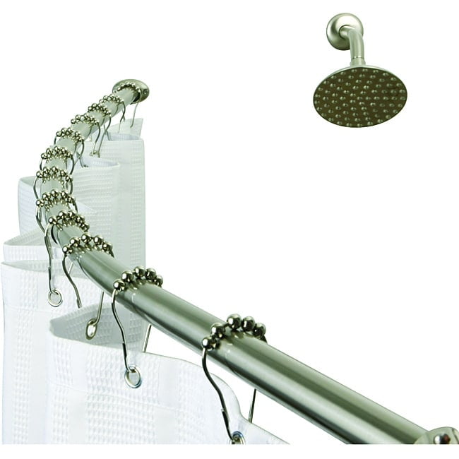 Kingston Brass Brushed Nickel Hotel Space Plus Curved Shower Rod - Grey - Walmart.com