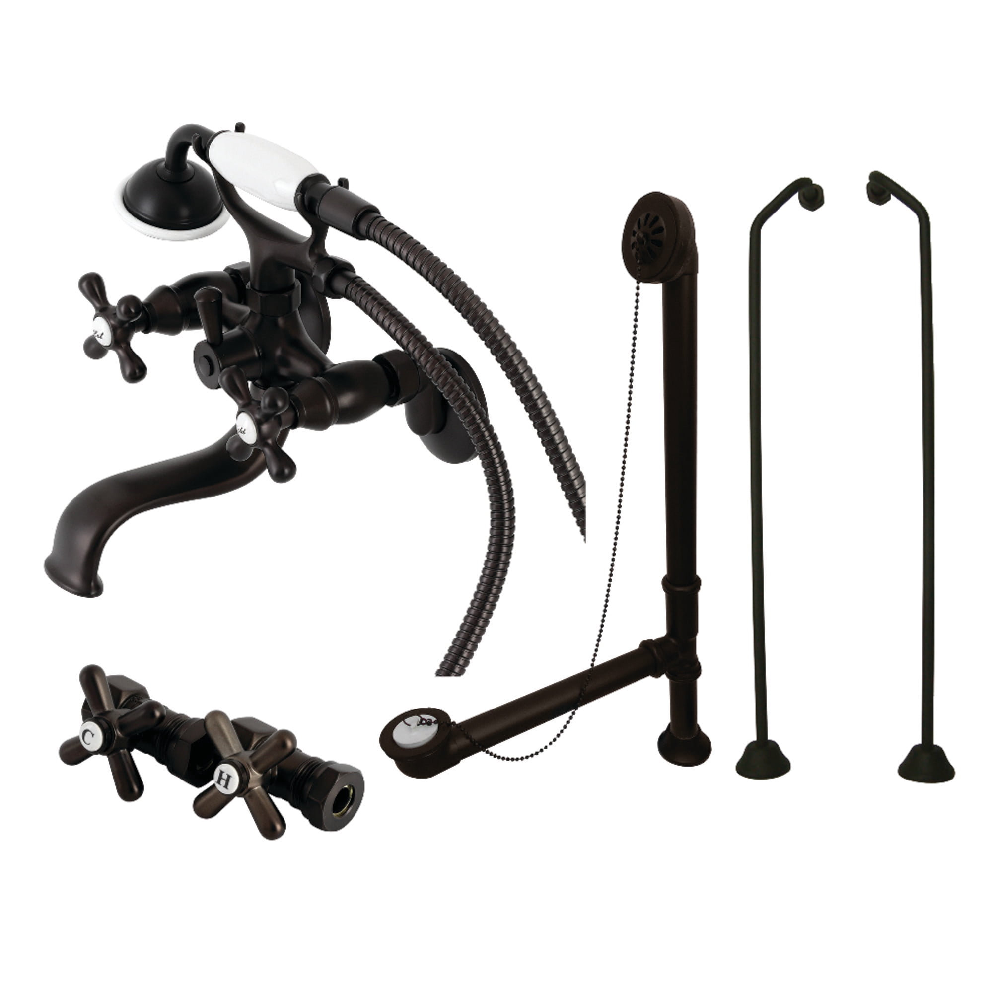 Kingston Brass CCK225ORBD Vintage Tub Wall Mount Clawfoot Tub Faucet ...
