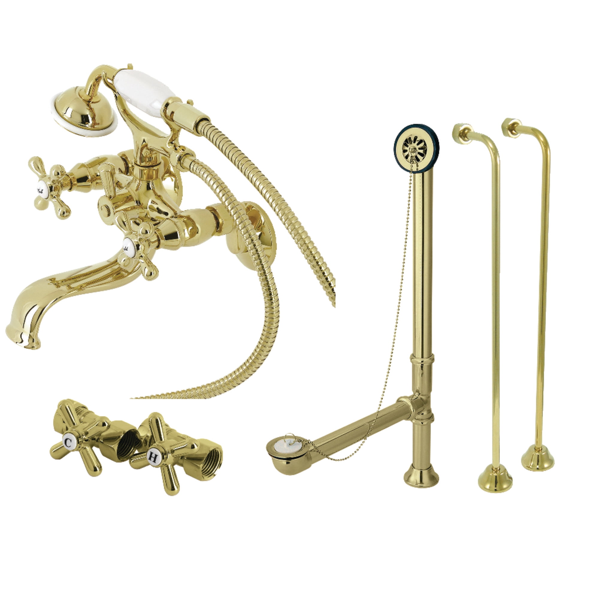 Kingston Brass CCK225PB Vintage Tub Wall Mount Clawfoot Tub Faucet ...