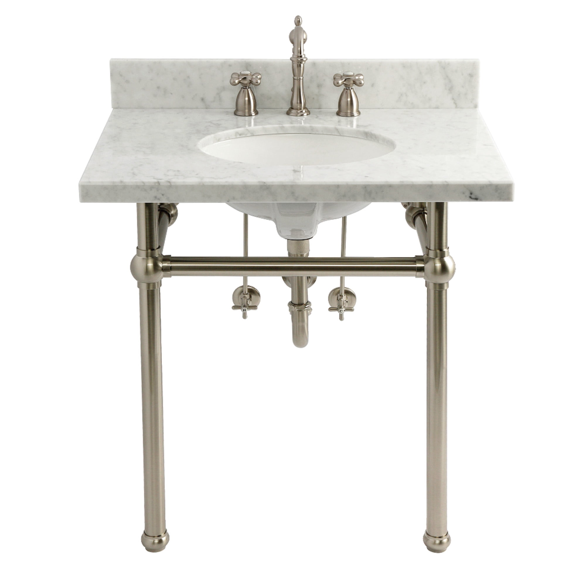 Kingston Brass CKVPB3030MB8 Templeton 30" Carrara Marble Console Sink ...