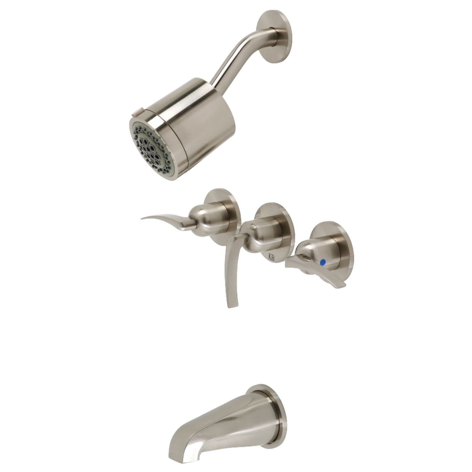 Kingston Brass Centurion Three-Handle Tub and Shower Faucet Brushed ...